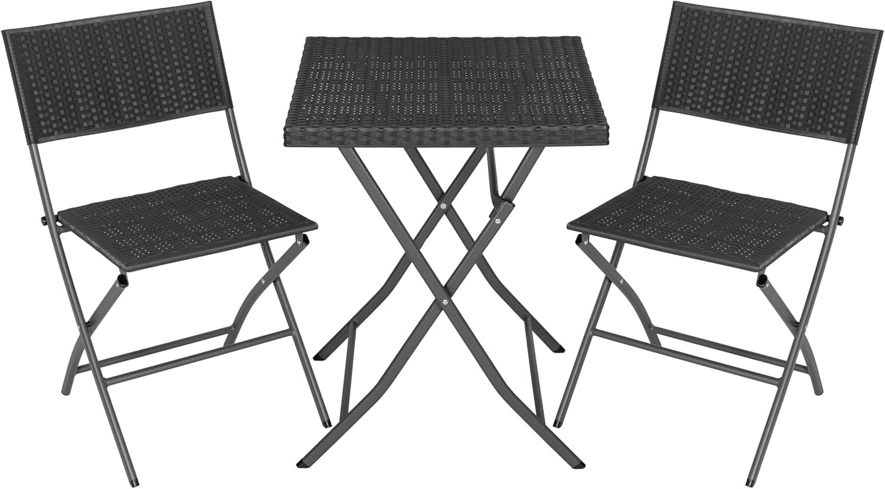 ZGOODWJ 3-Piece Outdoor Folding Set, Weather-Resistant Rattan Folding ...