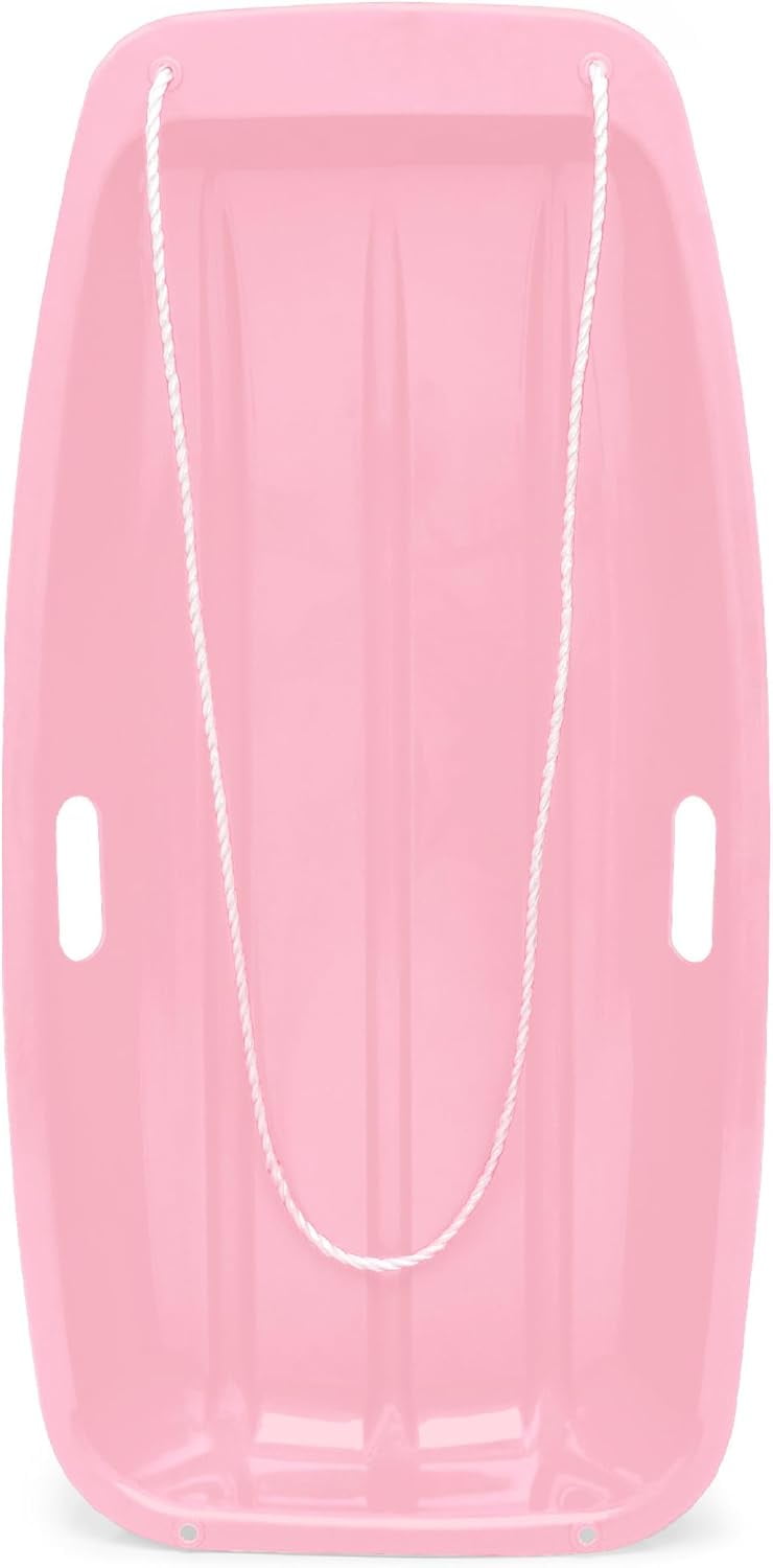 ZGOODWJ 35in Kids Plastic Toboggan Snow Sled w/Pull Rope, 2 Handles ...