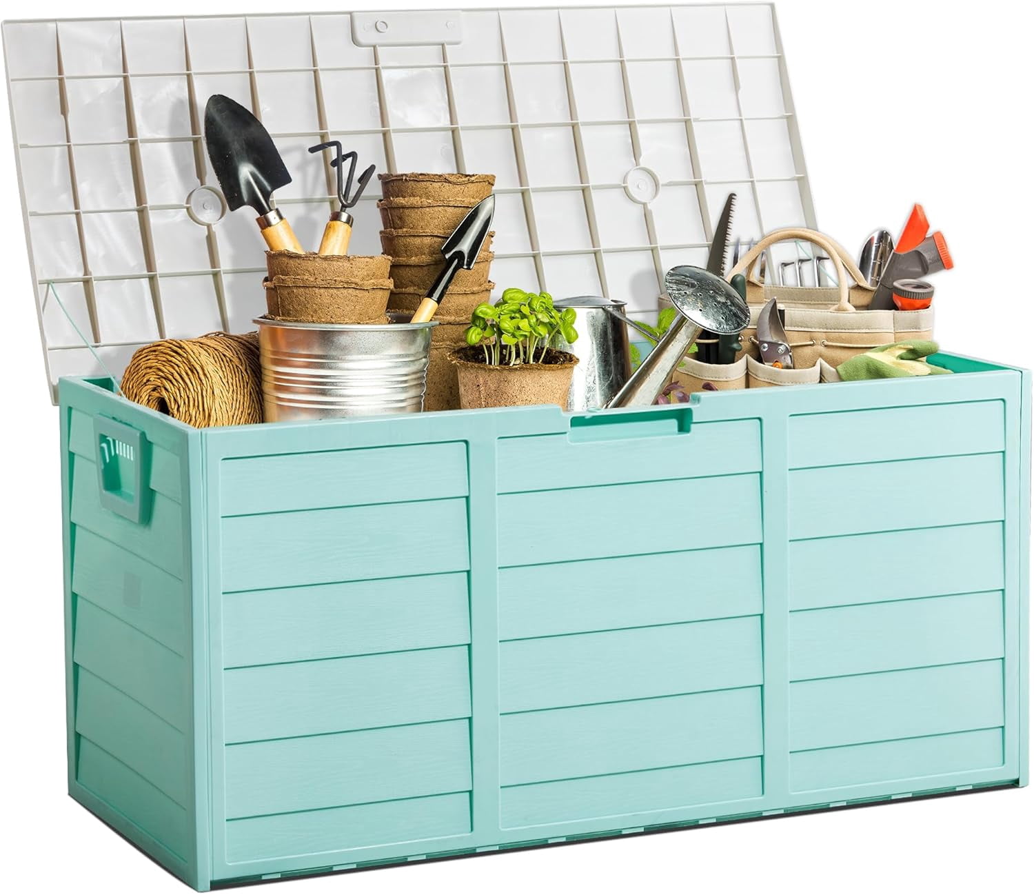ZGOODWJ Deck Storage Box, 75 Gallon Plastic Durable Storage Container ...