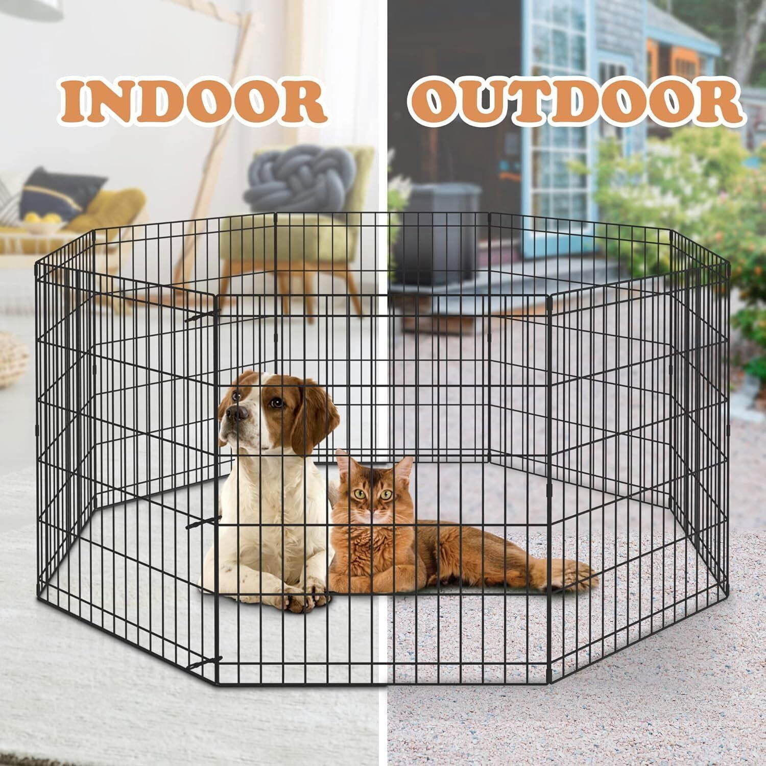 ZGOODWJ Dog Playpen 8 Panels Foldable Exercise Pen Pet Playpen Fence 24 ...