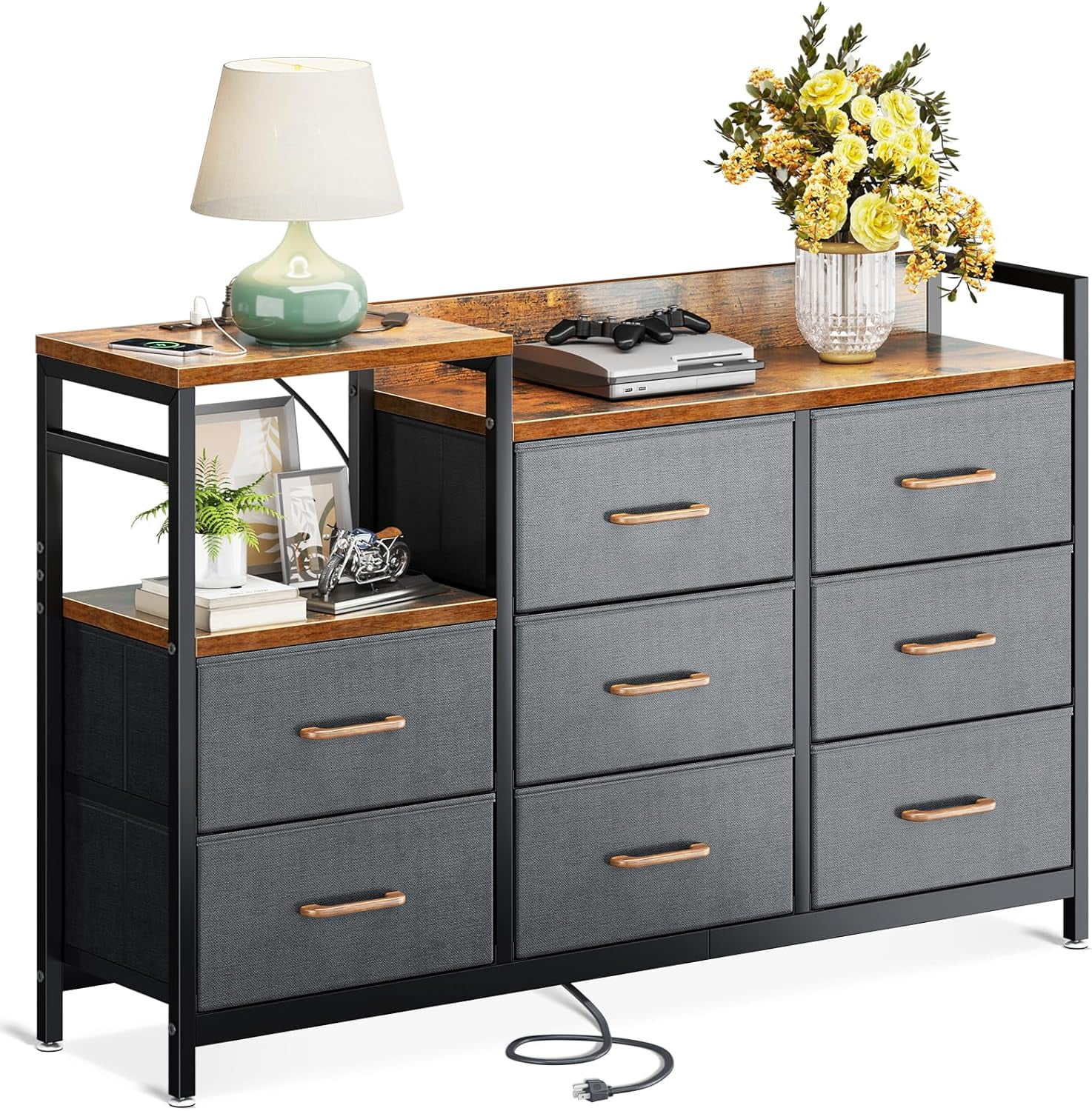 ZGOODWJ Dresser with Charging Station, 52-Inch Long Dresser for Bedroom ...