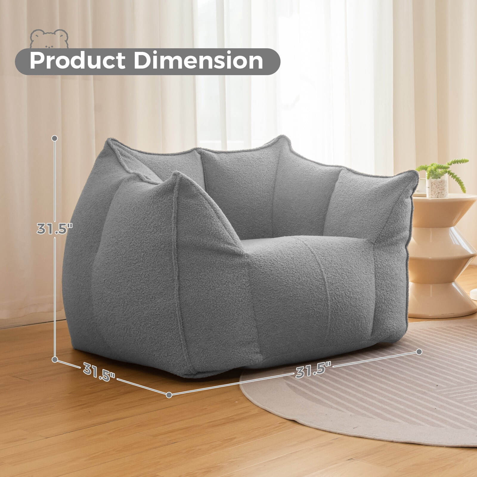 ZGOODWJ Giant Bean Bag Chair Comfy Lounge Lazy Floor Sofa Cozy Mini ...