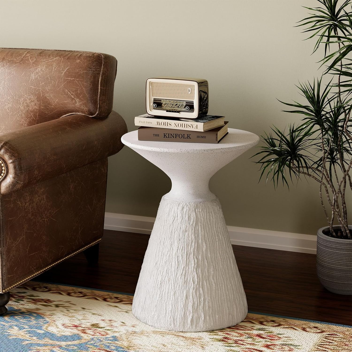 ZGOODWJ Outdoor Side Table, Round Concrete Side Table, Mushroom End ...