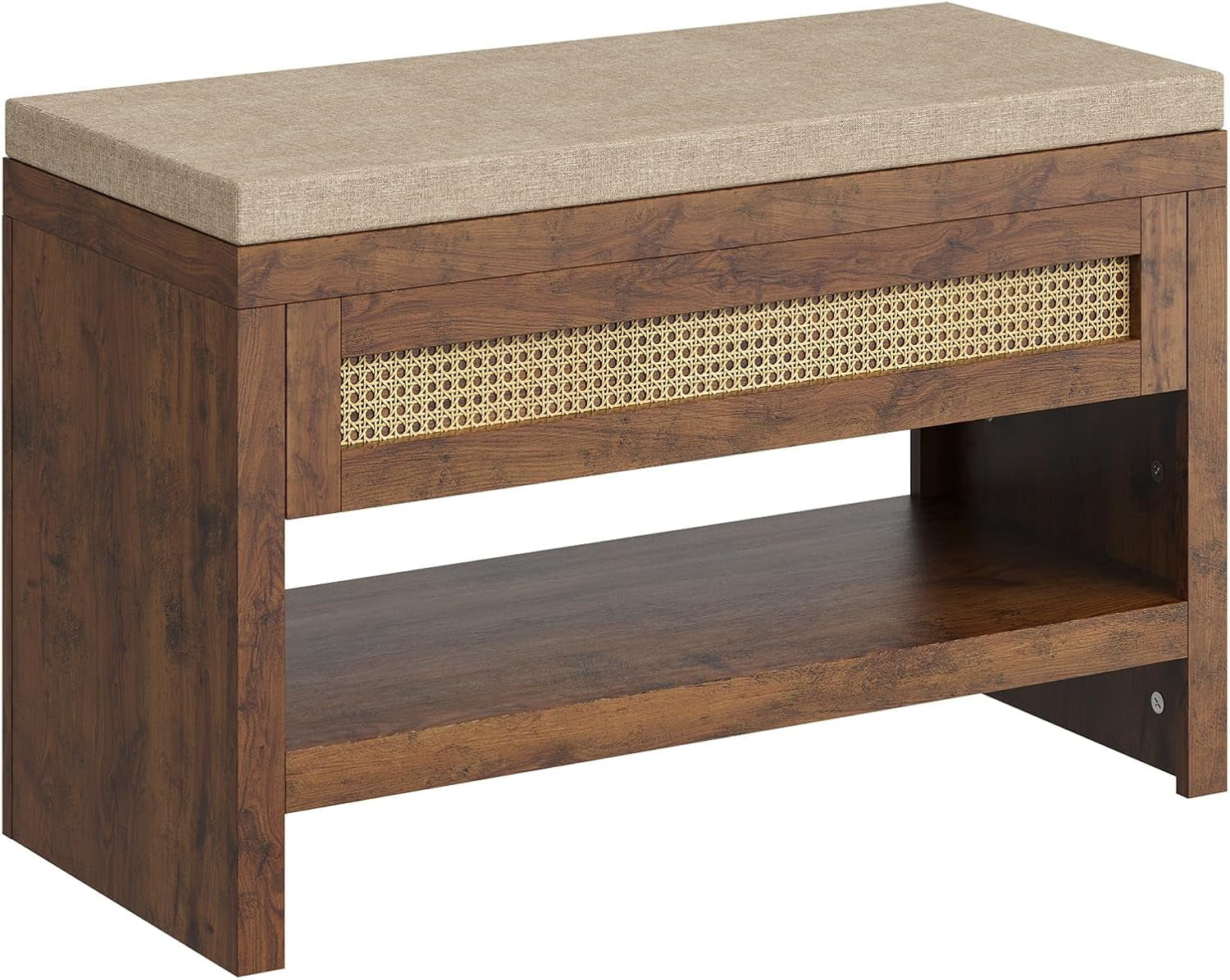 ZGOODWJ Rattan Storage Bench with Cushion, Thickened Shoe Bench with ...