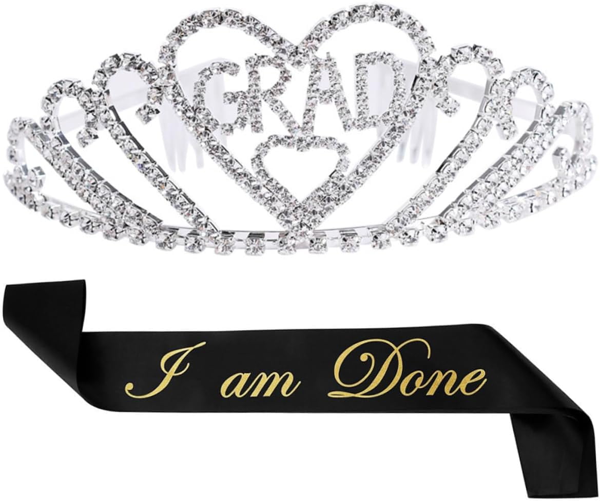 ZHAAGRJ 1 Crown for Graduation Honor Stole Graduation Tiara Belt ...
