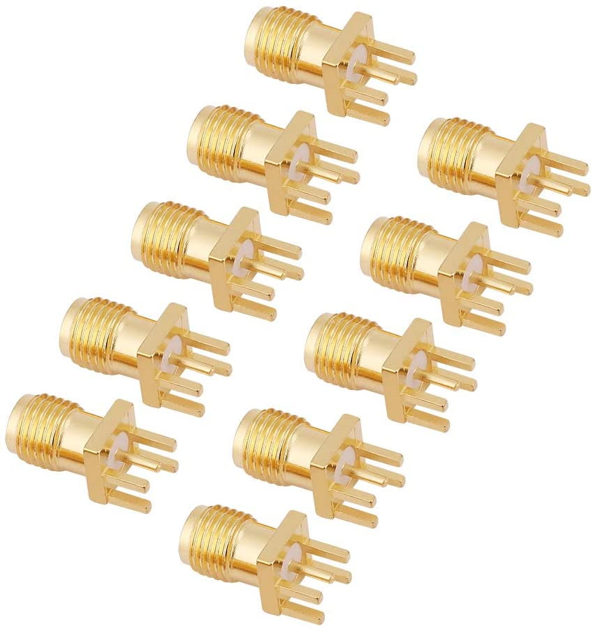 ZHAAGRJ 10 Pcs SMA Female Base Socket Jack PCB Mount Adapter 50 Ohm RF ...