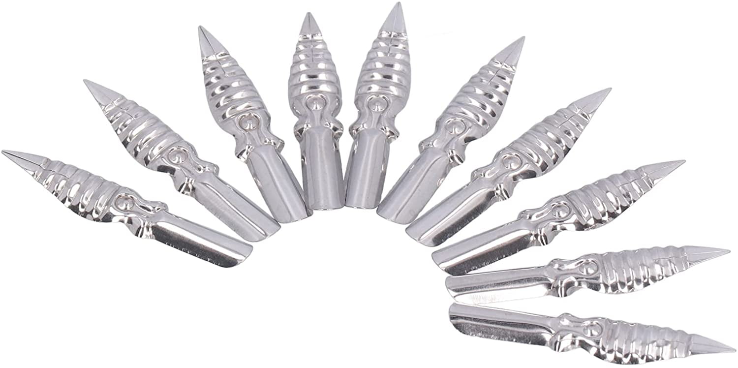 ZHAAGRJ 10PCS Calligraphy Pen Nib Oblique Calligraphy Dip Pen Set Comic ...