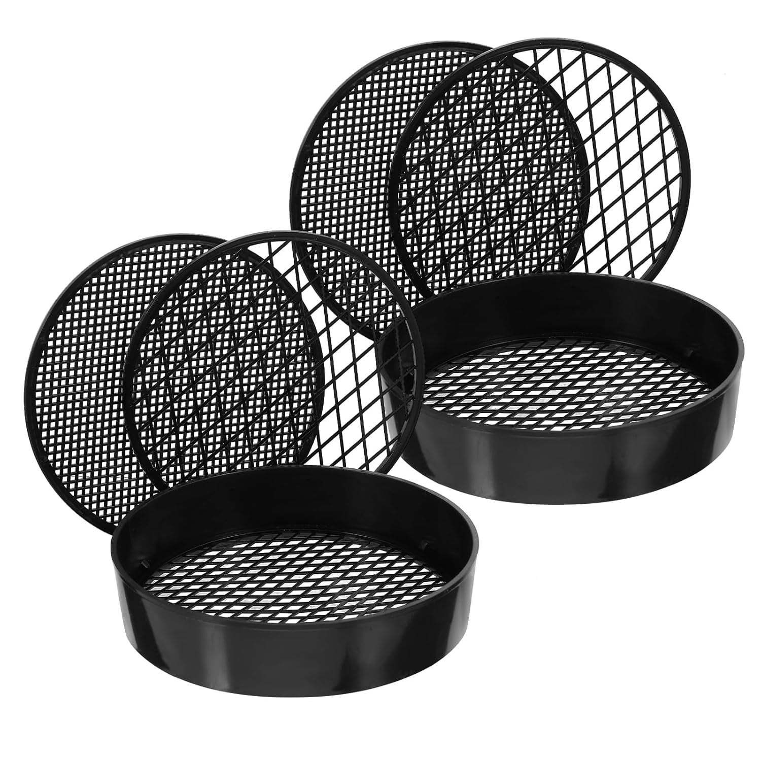 ZHAAGRJ 2 Sets Mesh Lab Sieves,Sand Soil Sifting Pan Plastic Sieve ...