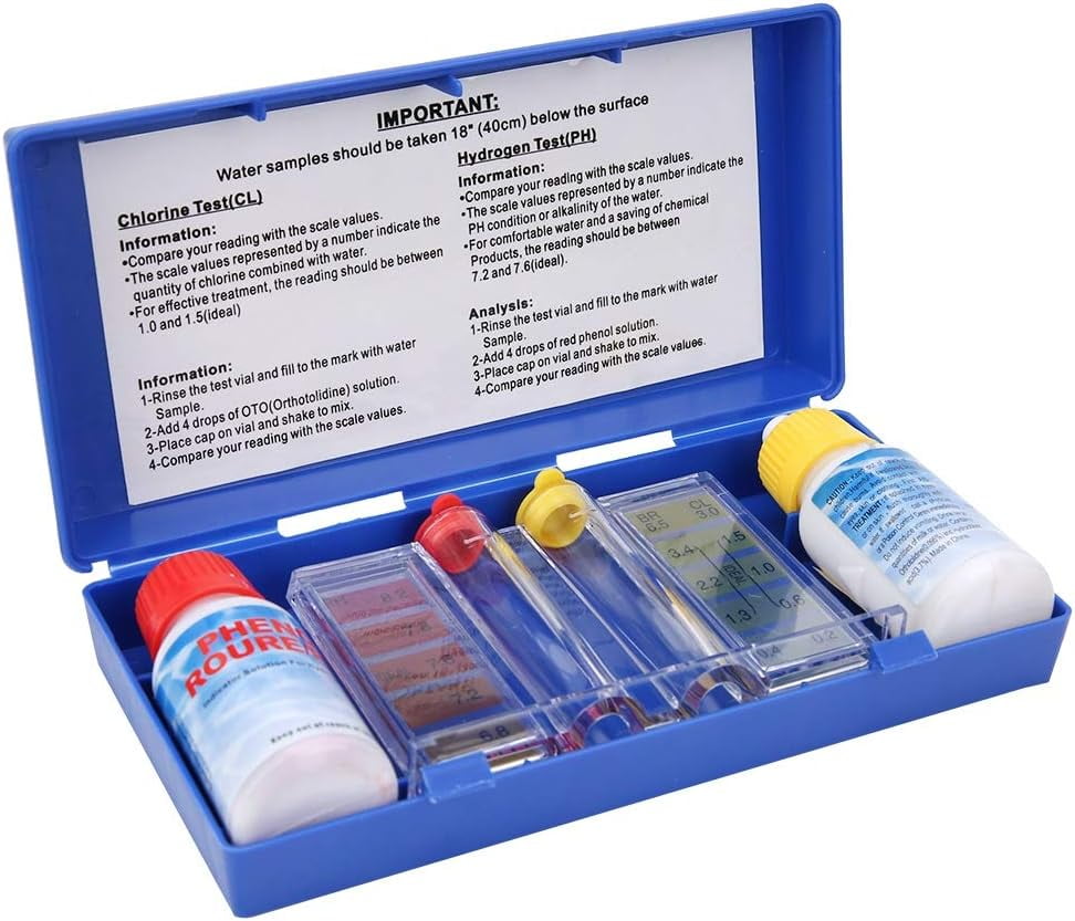 ZHAAGRJ 2-Way Pool Water Quality Testing Kit, Standard Dual Test Kit ...