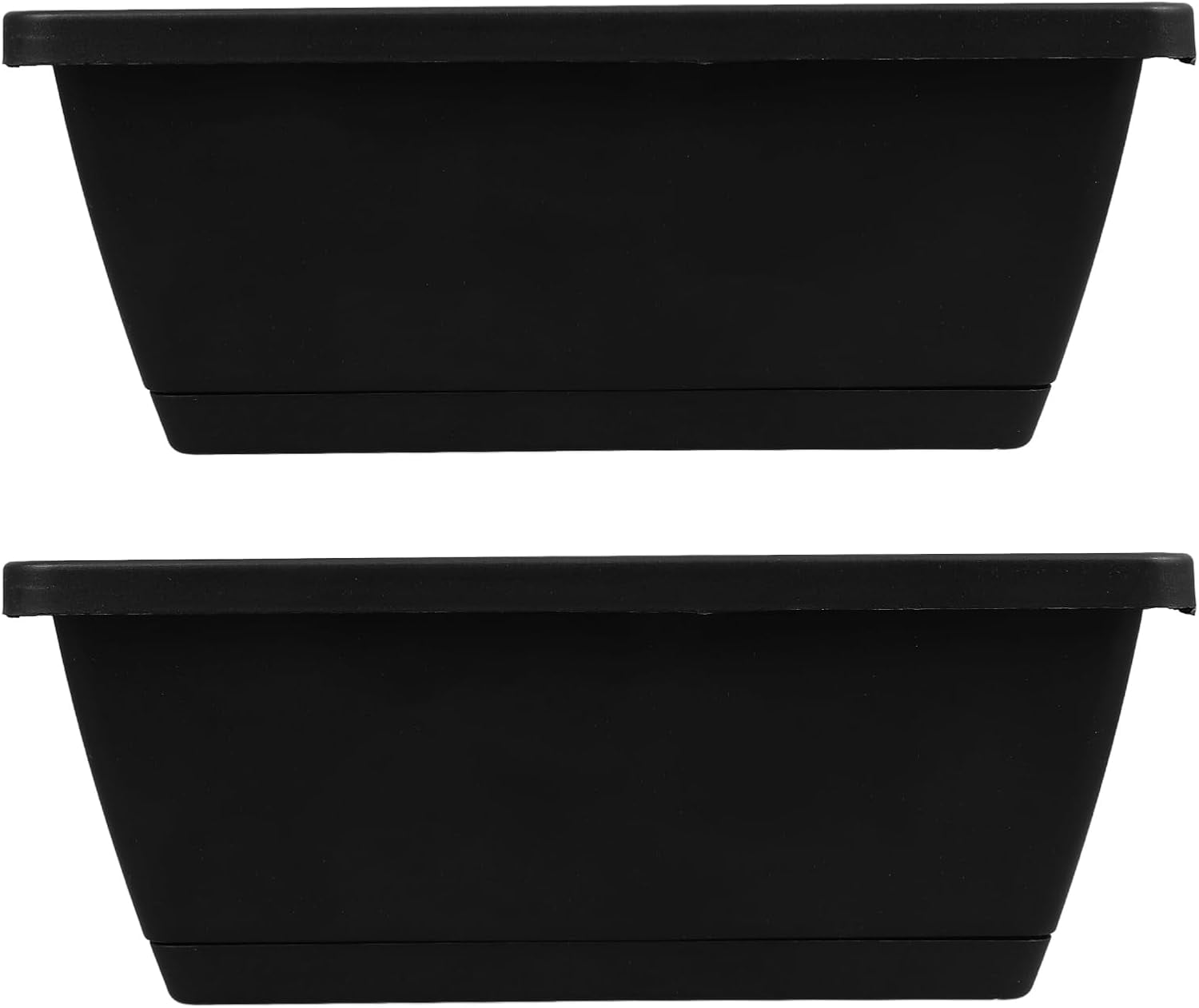 ZHAAGRJ 2set Rectangular plastic black planter, 14 Inch Window Box ...