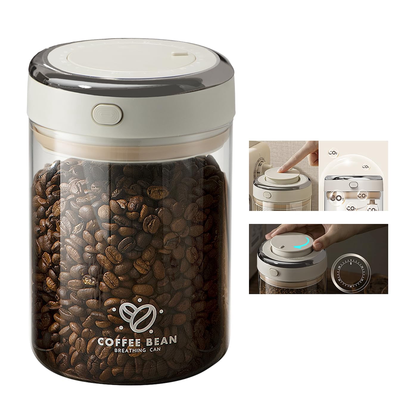 ZHAAGRJ 37 oz Airtight Coffee Canister with CO2 Valve – Premium Glass ...