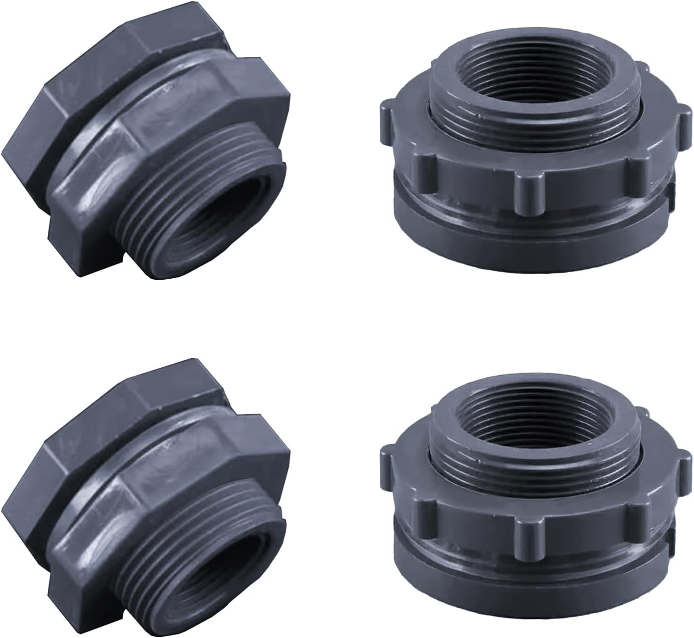 ZHAAGRJ 4PCS PVC 1-1/2'' Bulkhead Water Tank Connector Adapter Fitting ...