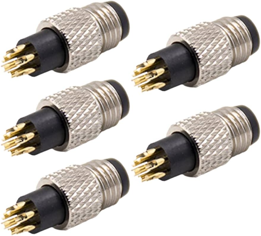 ZHAAGRJ 5PCS M8 Connector 6 Pin Male Straight Male Overmolded Solder ...