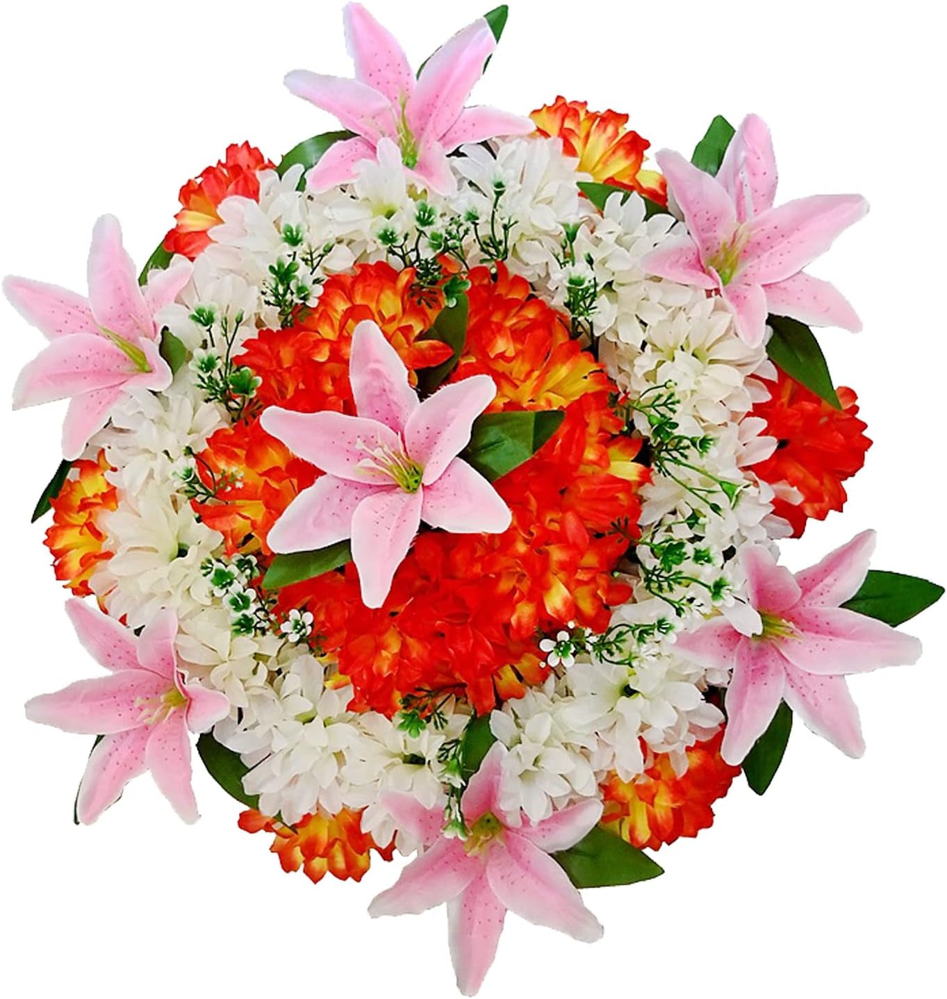 ZHAAGRJ Artificial Funeral Wreath 19inch Silk Chrysanthemum Lily Grave ...