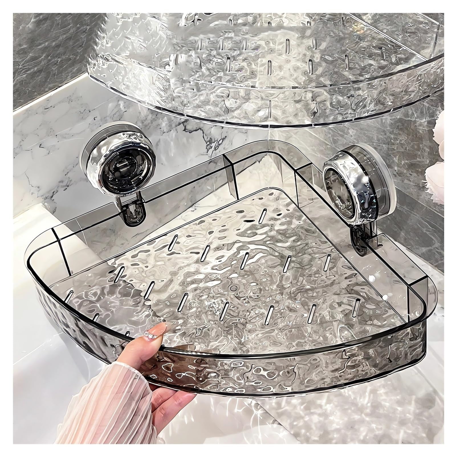 ZHAAGRJ Clear Acrylic Shower Caddy - Corrugated Suction Cup Storage ...