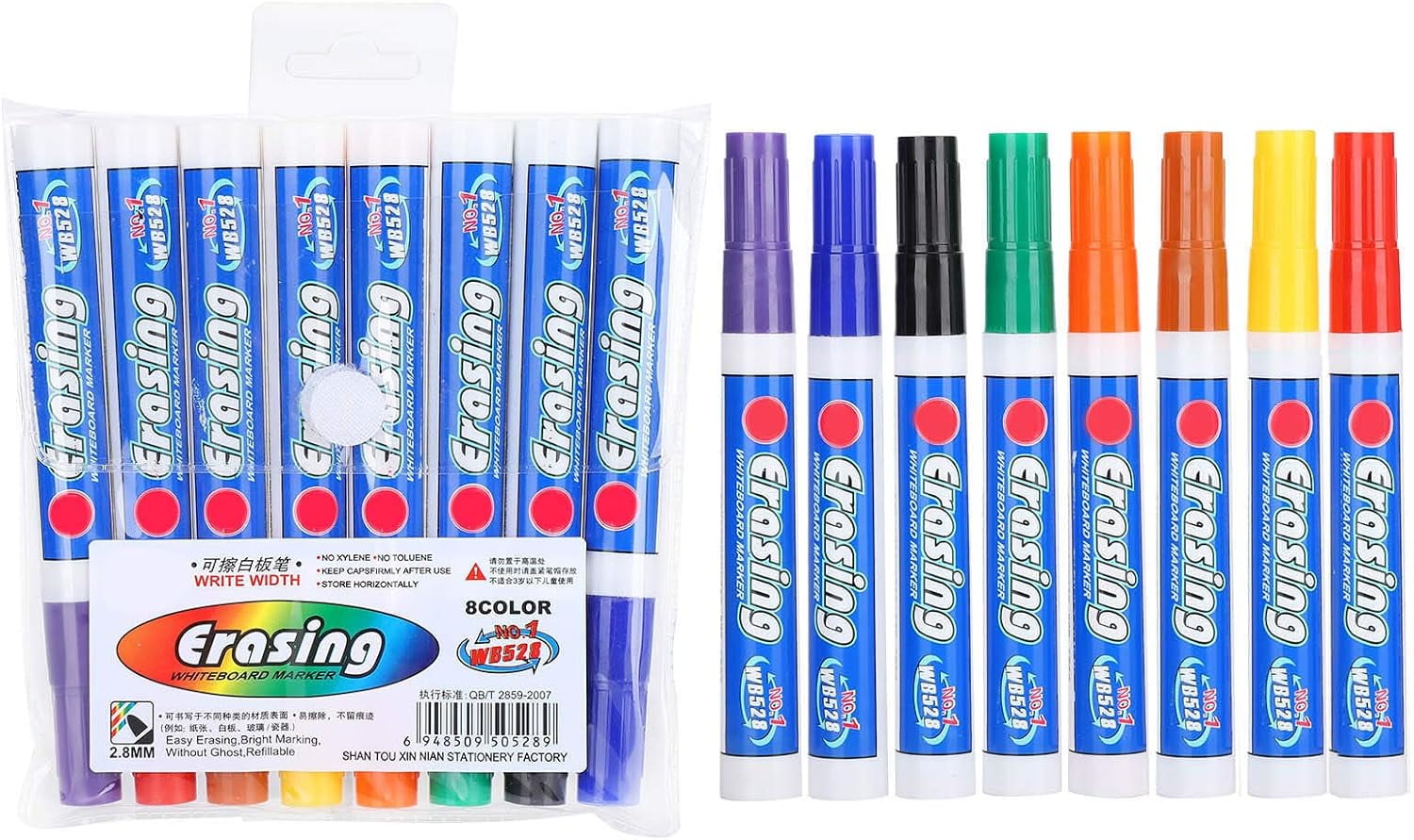 ZHAAGRJ Dry Erasable Whiteboard Pen Set, Pack Of 2-8 Vibrant Colors ...