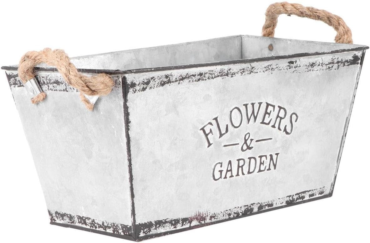 ZHAAGRJ Galvanized Bucket, Metal Vase Galvanized Tub Planter Metal Pot ...
