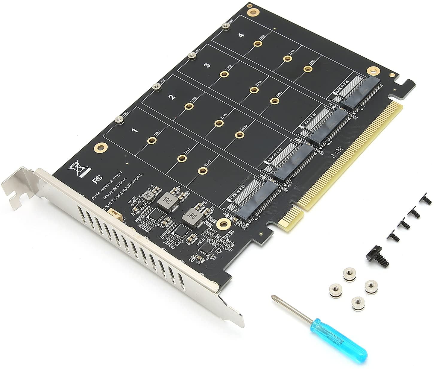 ZHAAGRJ M.2 NVME to PCIE X16 Adapter Card, PH44 4 Port M Key Hard Drive ...