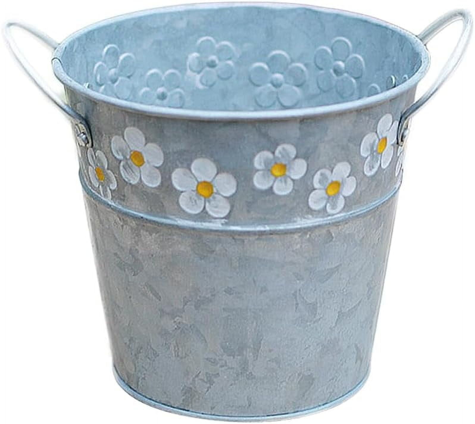 ZHAAGRJ Metal Flower Bucket with Handle, Vintage Vintage Daisy Embossed ...