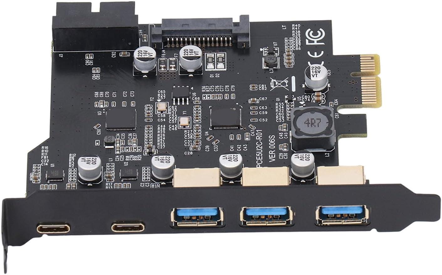 ZHAAGRJ PCIe to USB 3.2 Card, 2 USB Type C, 3 USB Type A, 19pin PCIe to USB 3.2 Gen 2 Card with ...