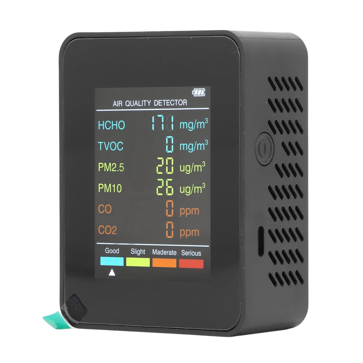 ZHAAGRJ Portable Air Quality Monitor with LCD Backlight Display for CO2, TVOC, HCHO, PM2.5, PM10 ...
