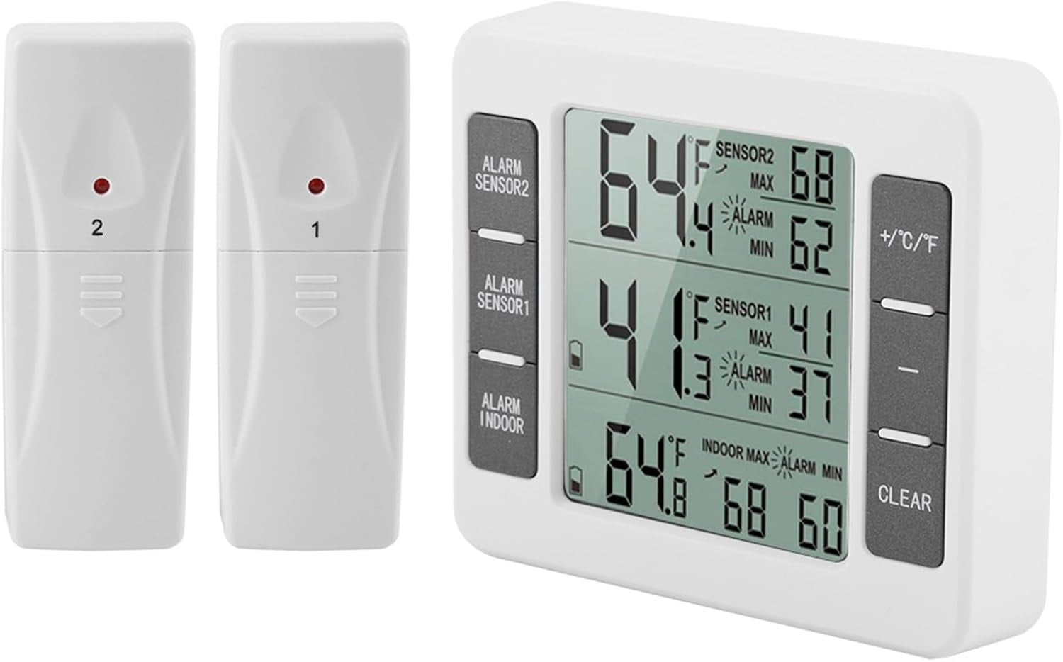 ZHAAGRJ Refrigerator Thermometer, Digital Wireless Fridge and Freezer ...