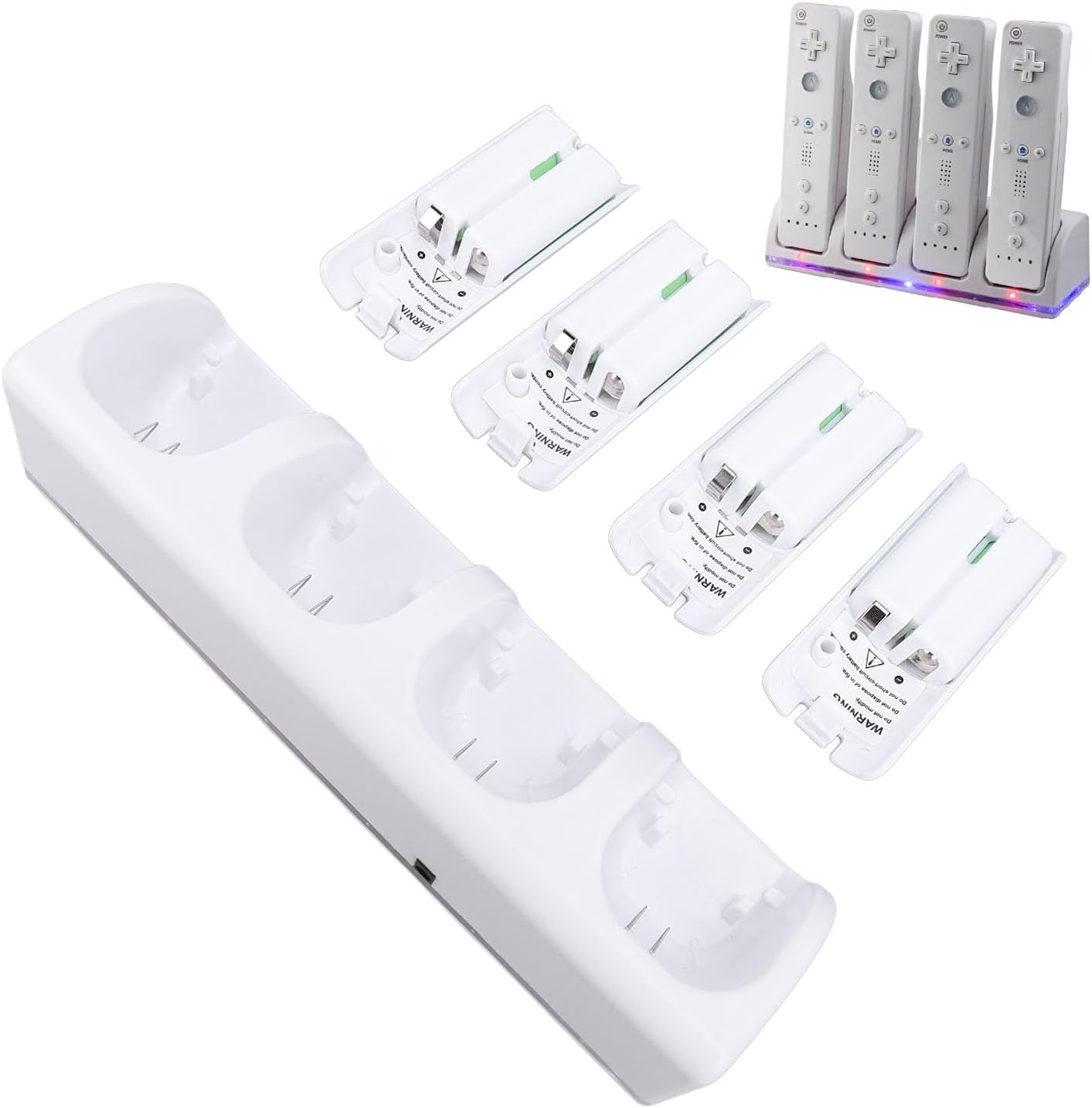 ZHAAGRJ Remote Controller Charger Station for Wii & Wii U, with 4 Pack ...