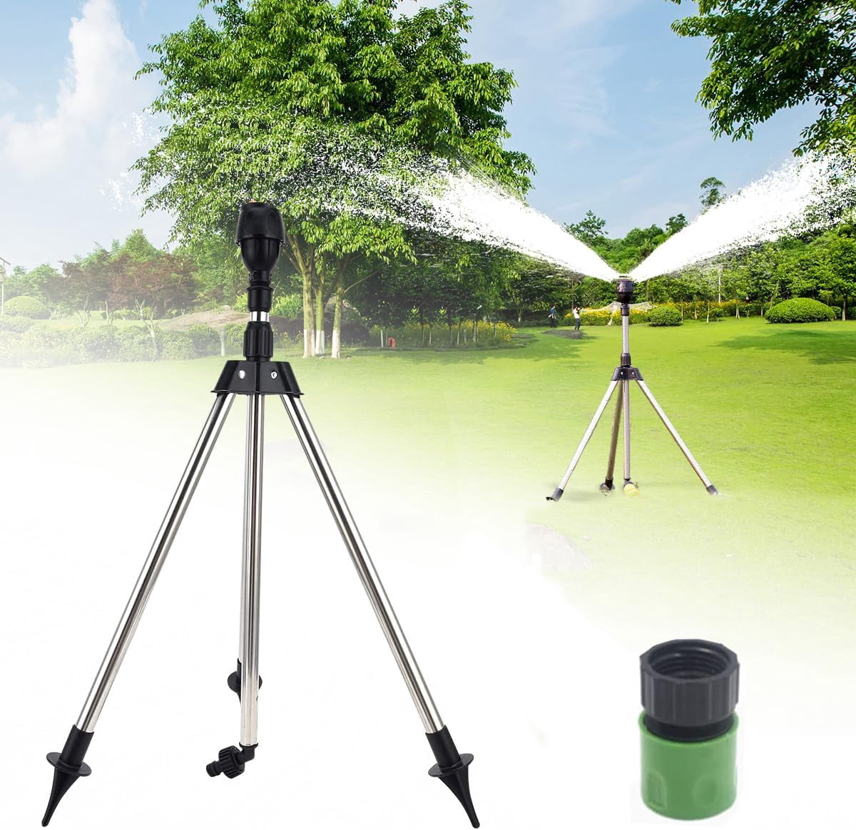 ZHAAGRJ Rotating Tripod Sprinkler, 360 Degree Automatic Rotating ...