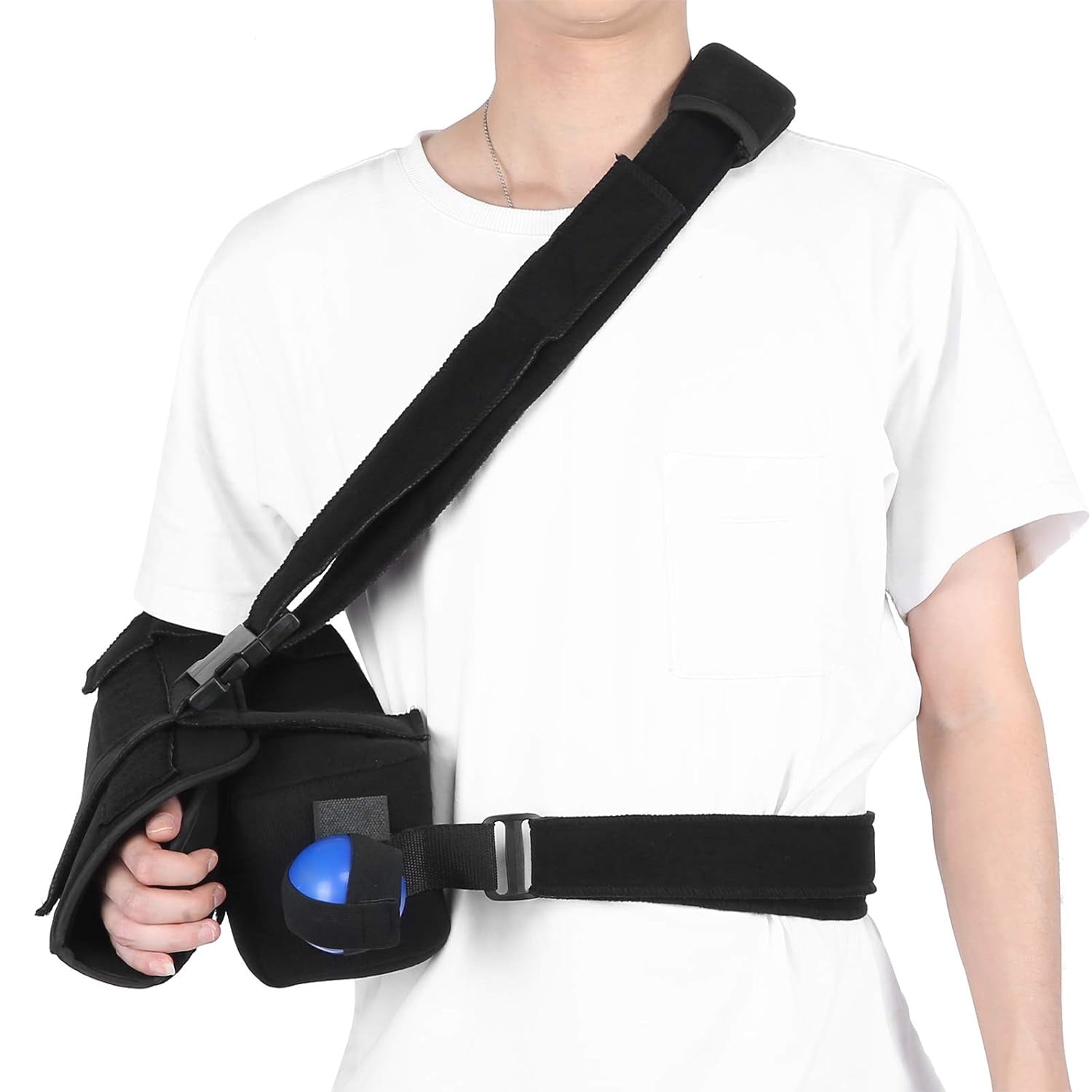 ZHAAGRJ Shoulder Abduction Sling, Shoulder Arm Immobilizer Brace with Pillow & Exercise Ball for ...