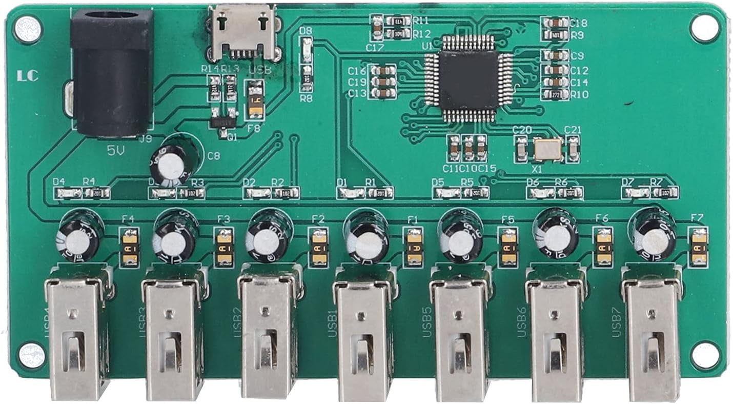 ZHAAGRJ USB2.0 Hub Module 7-Port PCB Board with Device Indicator for ...