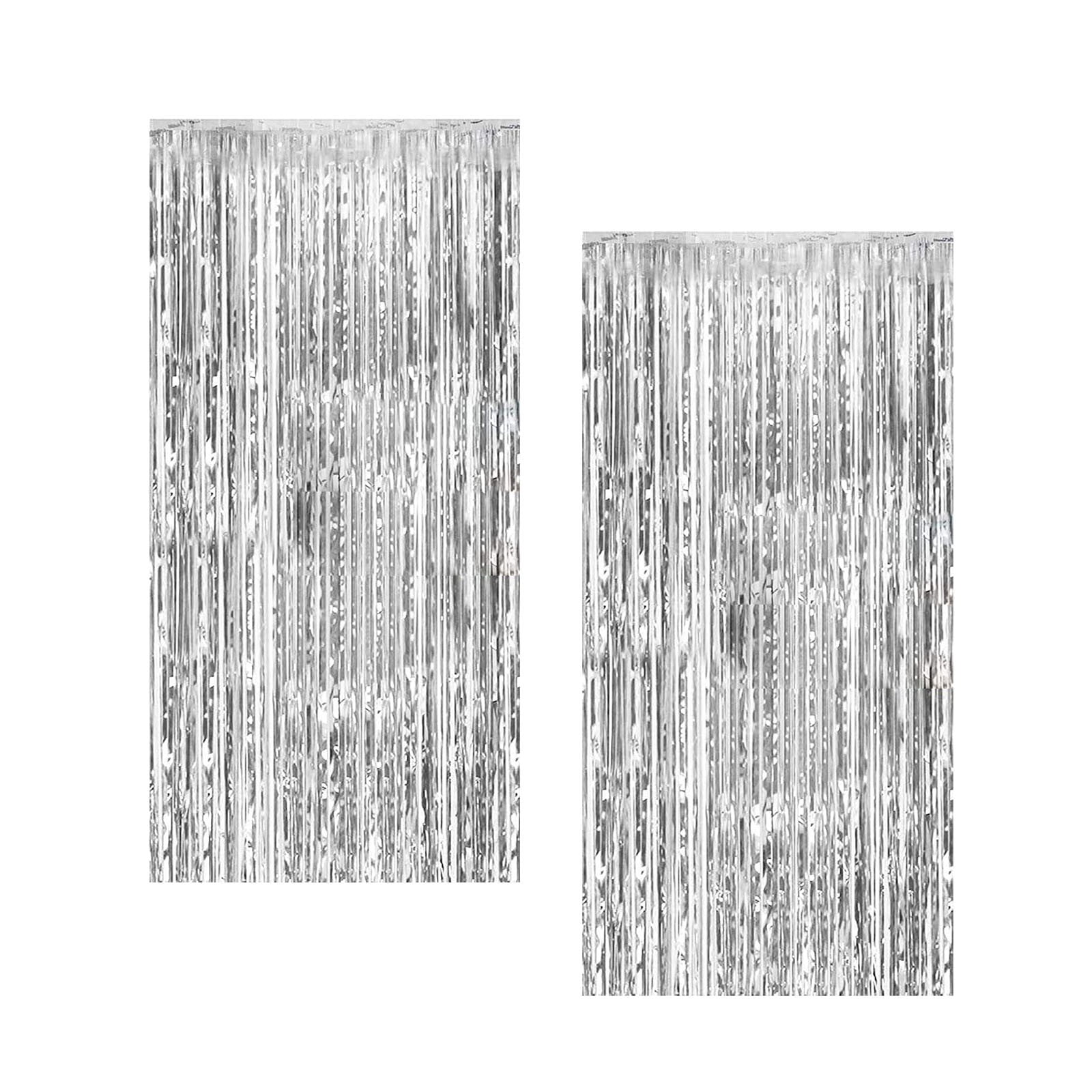 ZHAGHMIN 2 Pcs Silver Background Curtain Tassel Rain Curtains Streamers ...
