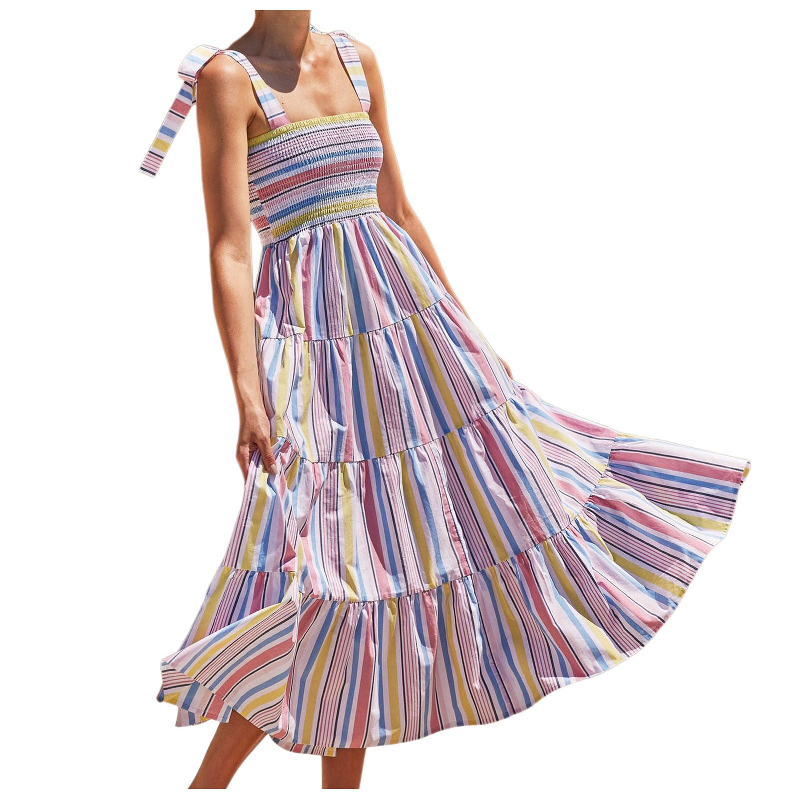 ZHAGHMIN A Line Summer Dresses Beach Long Ruffle Maxi Dress Boho Floral ...