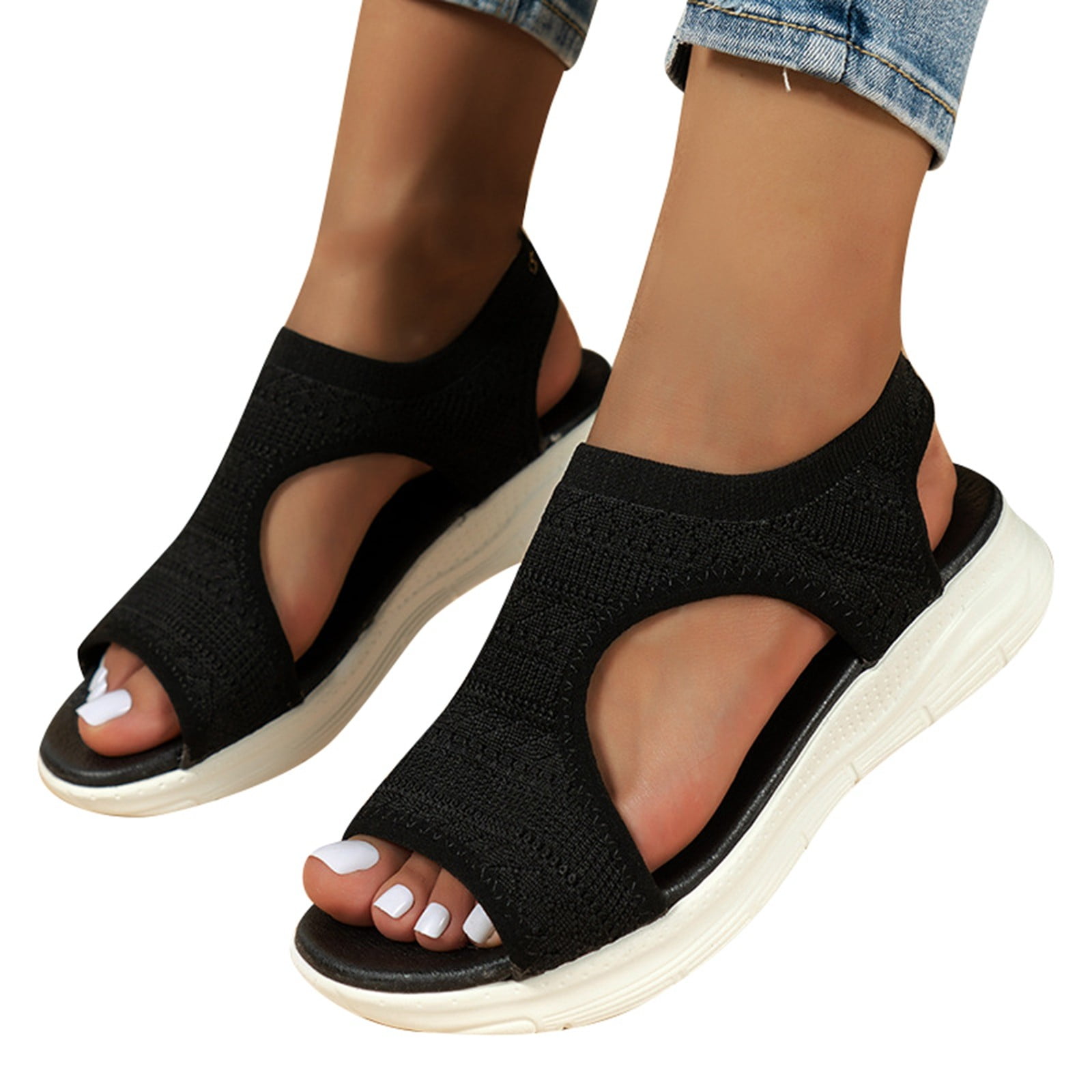 ZHAGHMIN Black Sandals for Women Dressy Wedge Sandals for Women ...