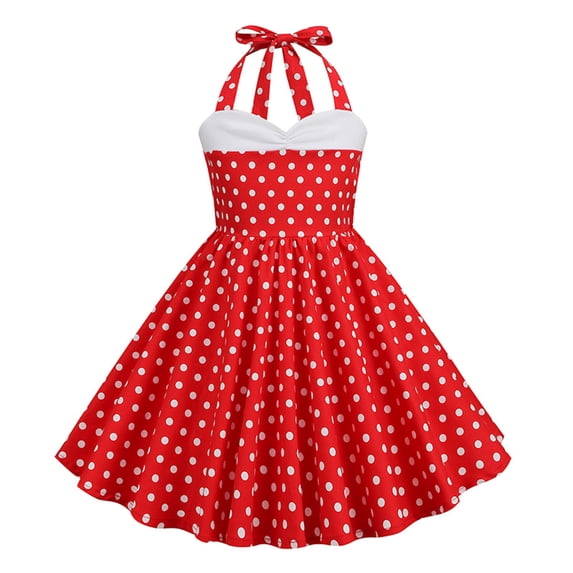 ZHAGHMIN Girls Polka Dot Dress Patchwork Retro Comfortable Skin ...