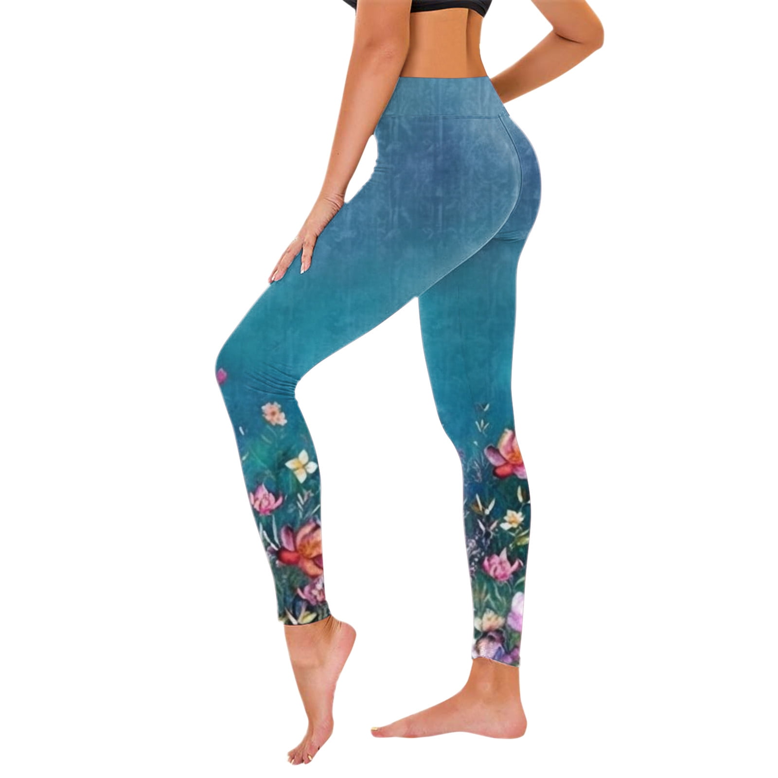 ZHAGHMIN Leggings for Women Plus Size Floral Printed High Waist Casual ...