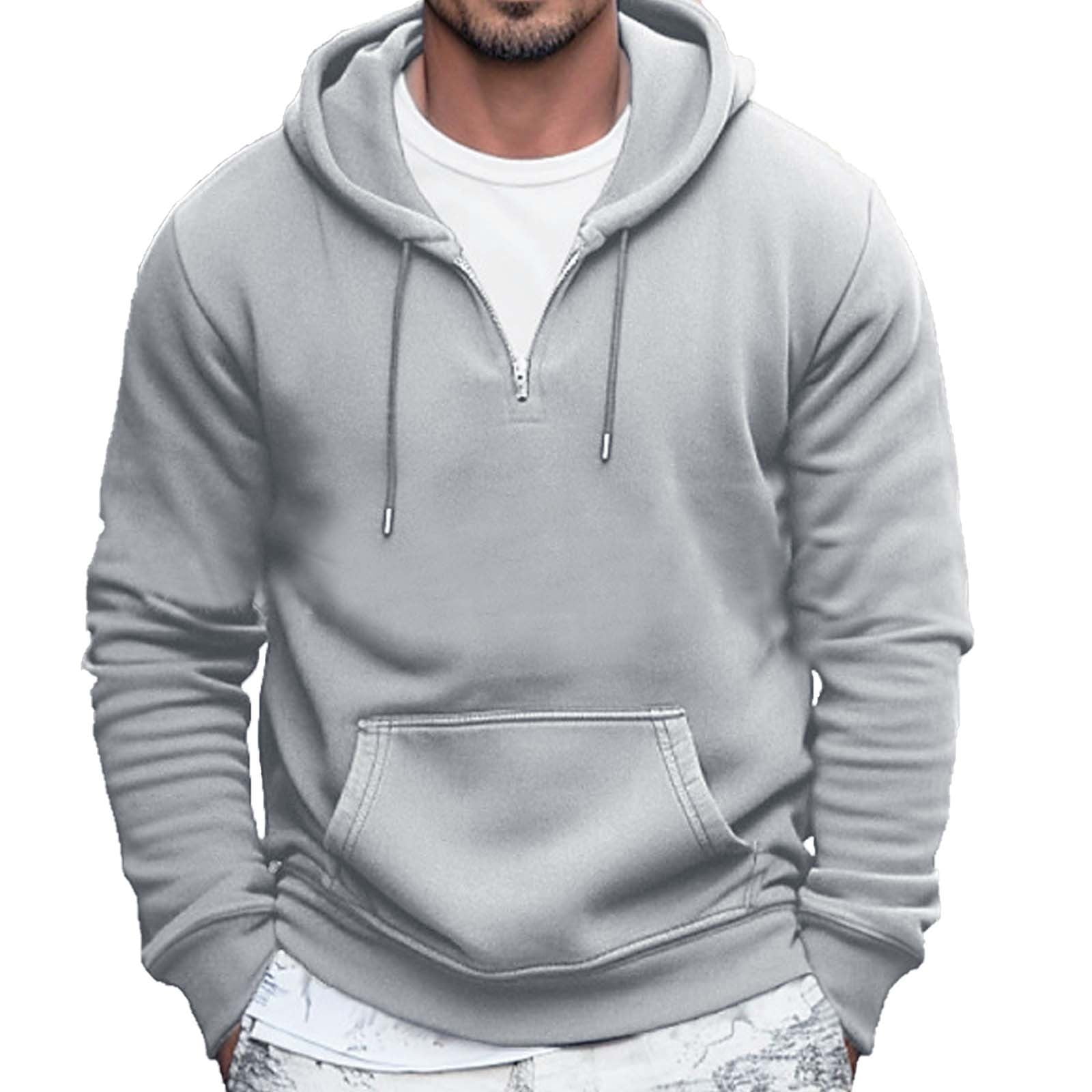 ZHAGHMIN Loose Fit Solid Color Hoodies for Men Half Zip Up Casual ...