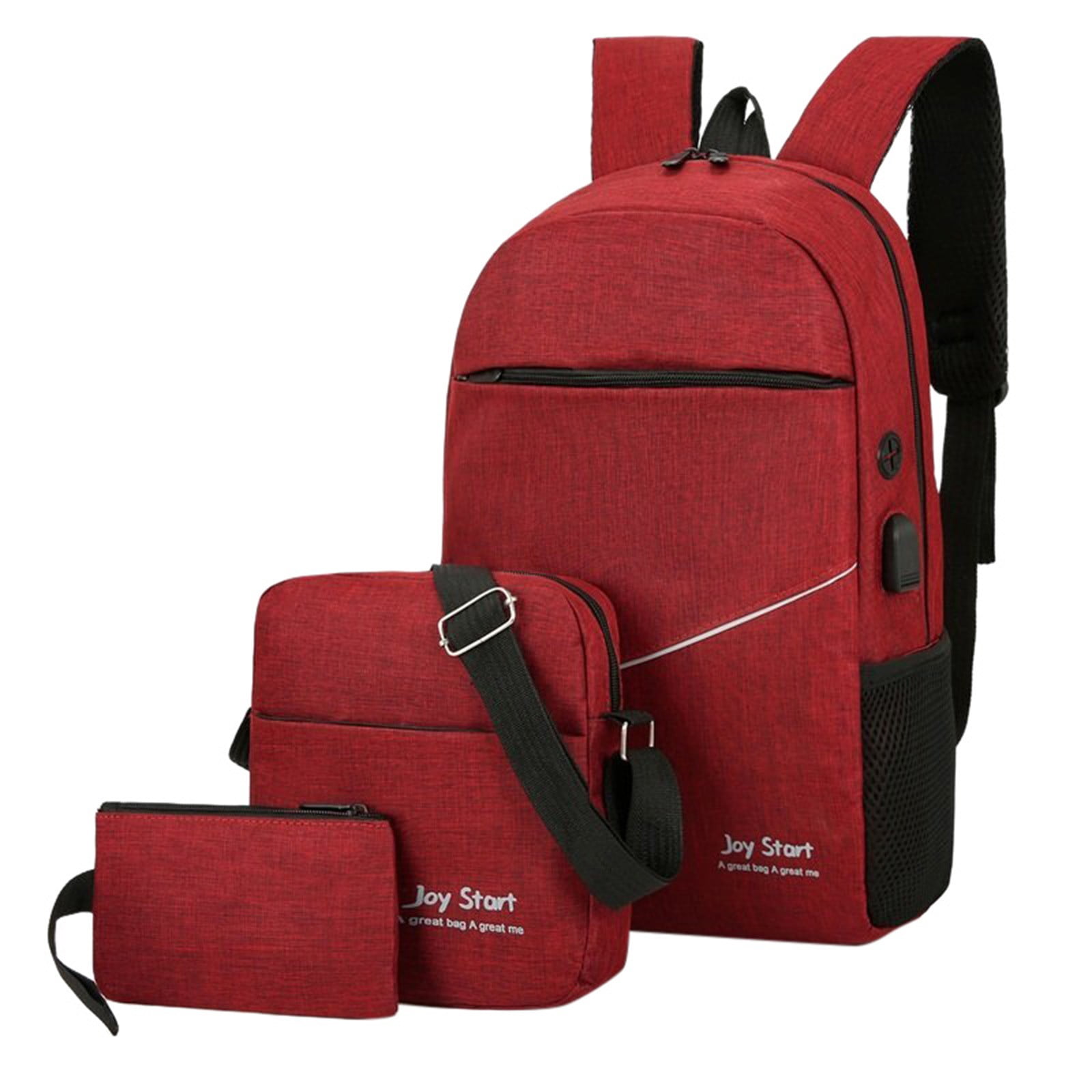 ZHAGHMIN Small Bookbag Men Backpack Three Piece Solid Color Travel Bag ...
