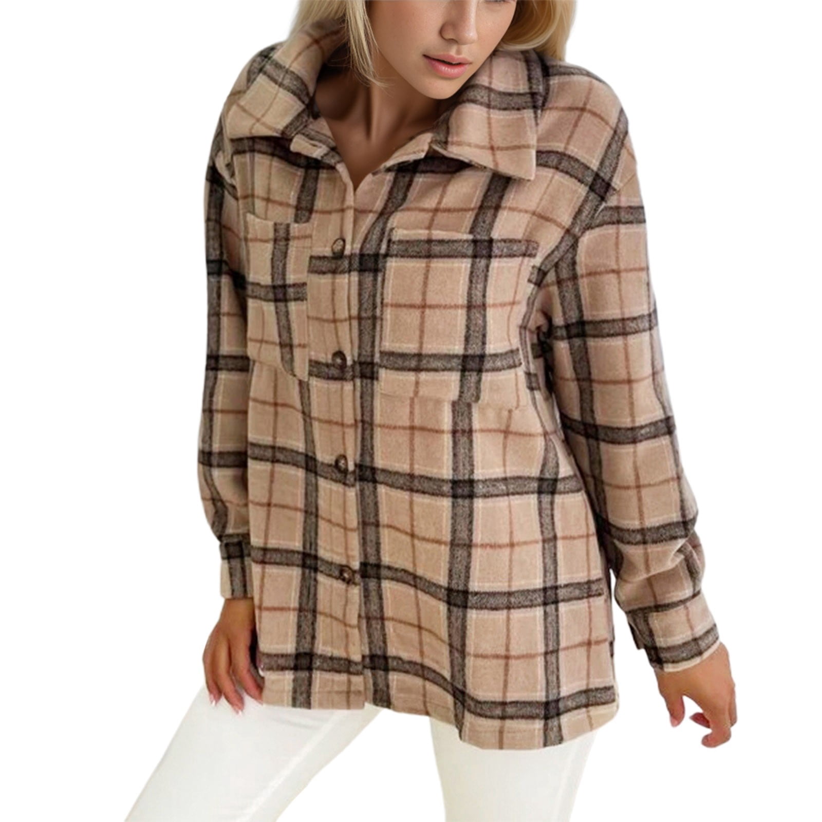 ZHAGHMIN Thicken Fleece Lined Shirts Shacket Women'S Fleece Plaid ...