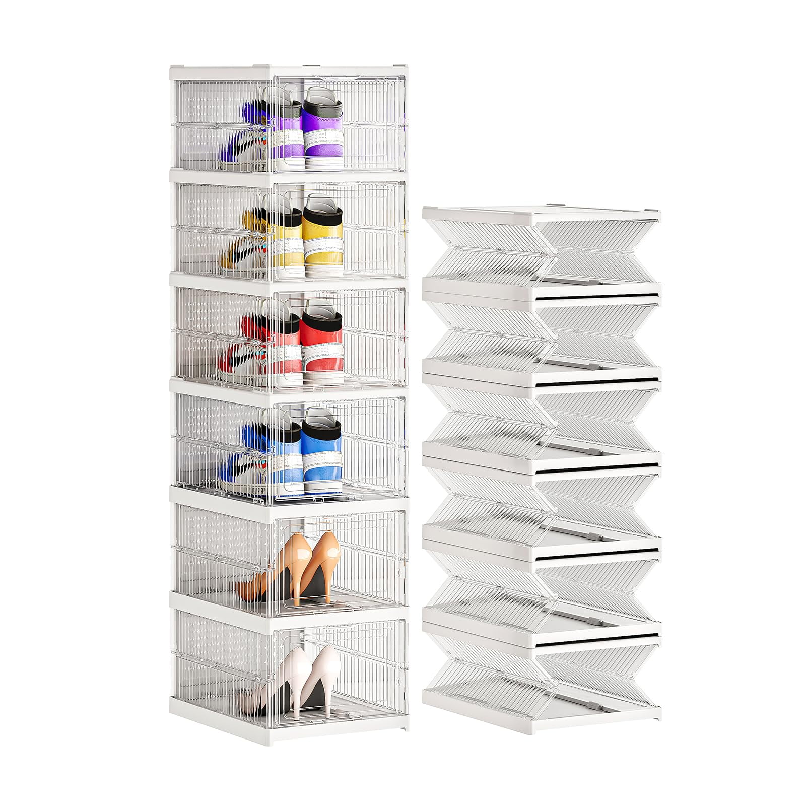 ZHAIXIAONIAN Foldable Shoe Rack Large Shoe Organizer for Closet 6 Tier ...