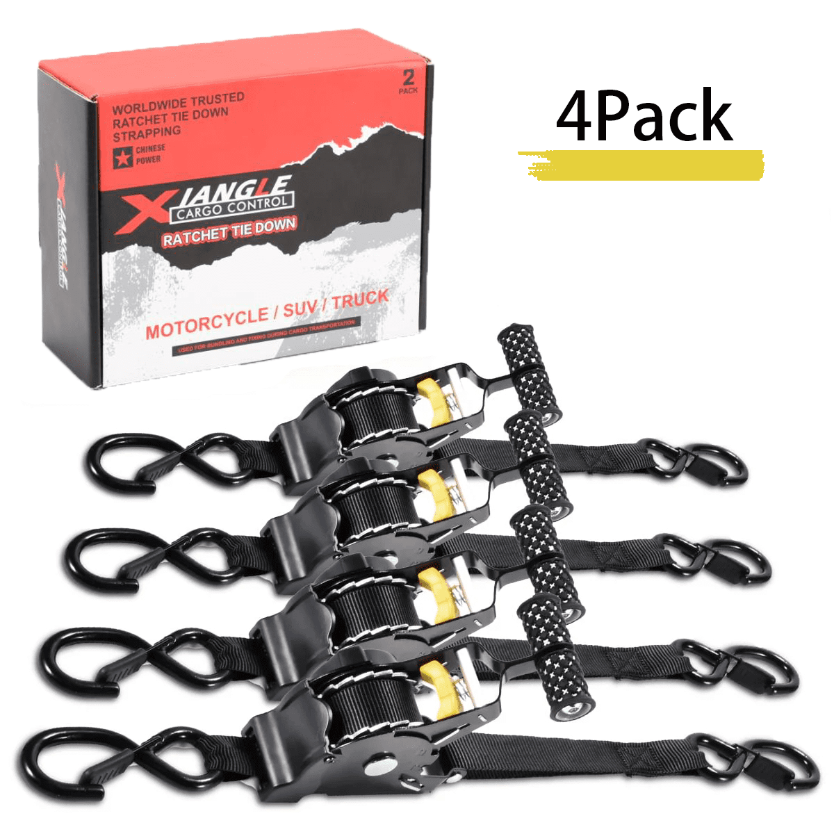 ZHANG-JF Retractable Ratchet Straps, 4 Heavy Duty Ratchet Straps Self ...