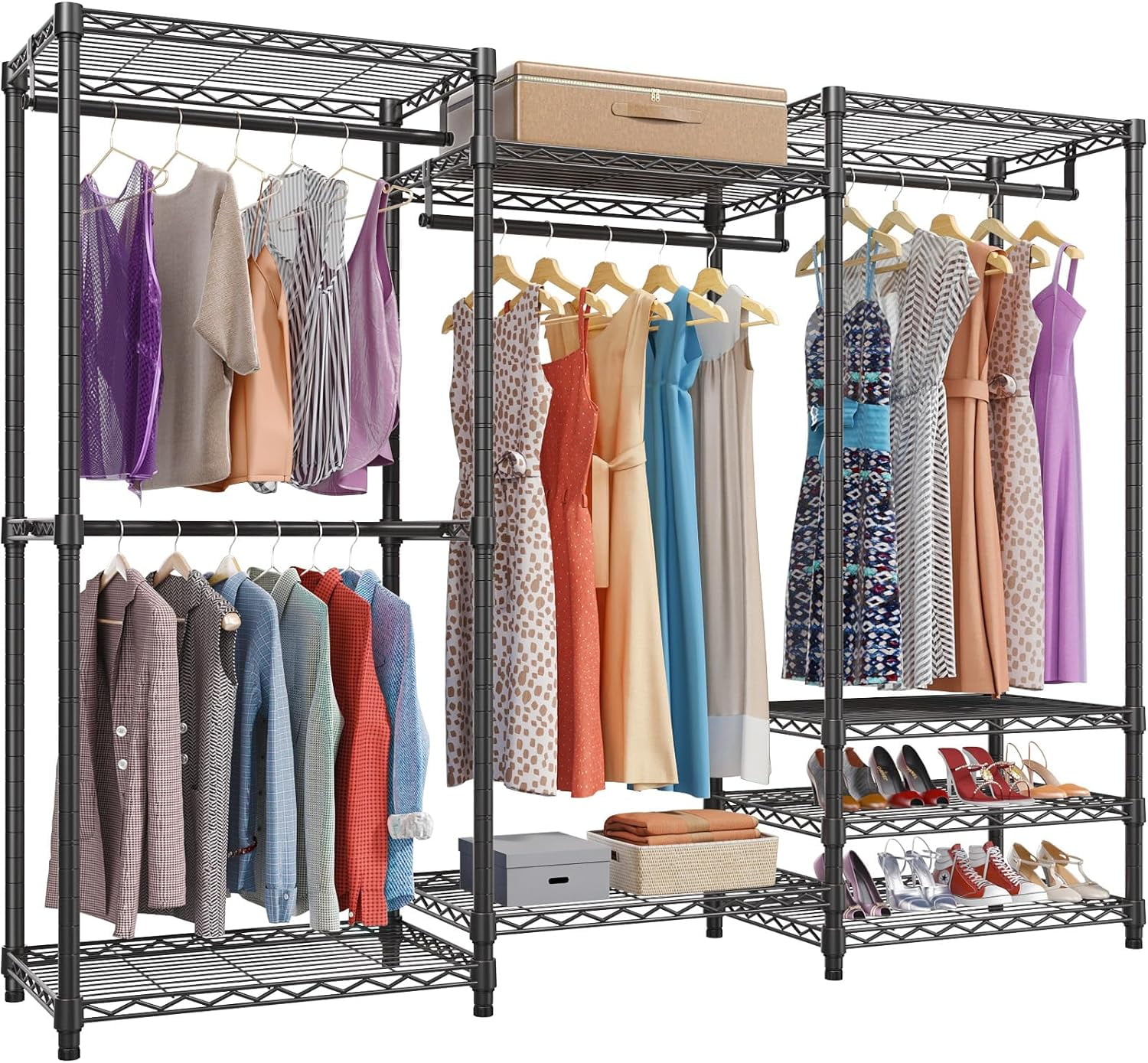 ZHANG V5 Portable Closet Wardrobe Heavy Duty Clothes Rack, Freestanding ...