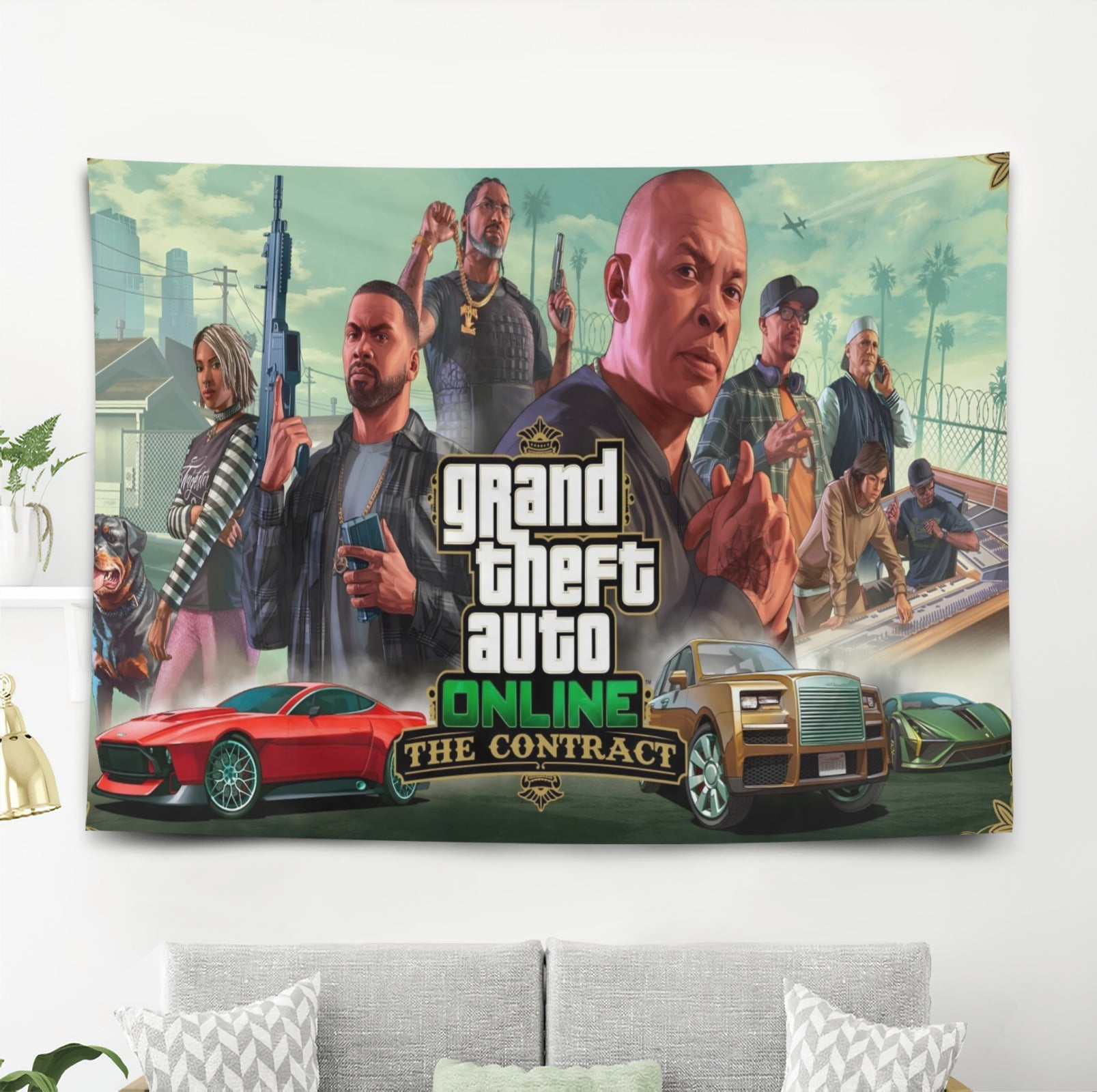 ZHANGCAIFENG Grand Theft Auto GTA-Theme Anti-pilling Tapestry Gift Wall ...