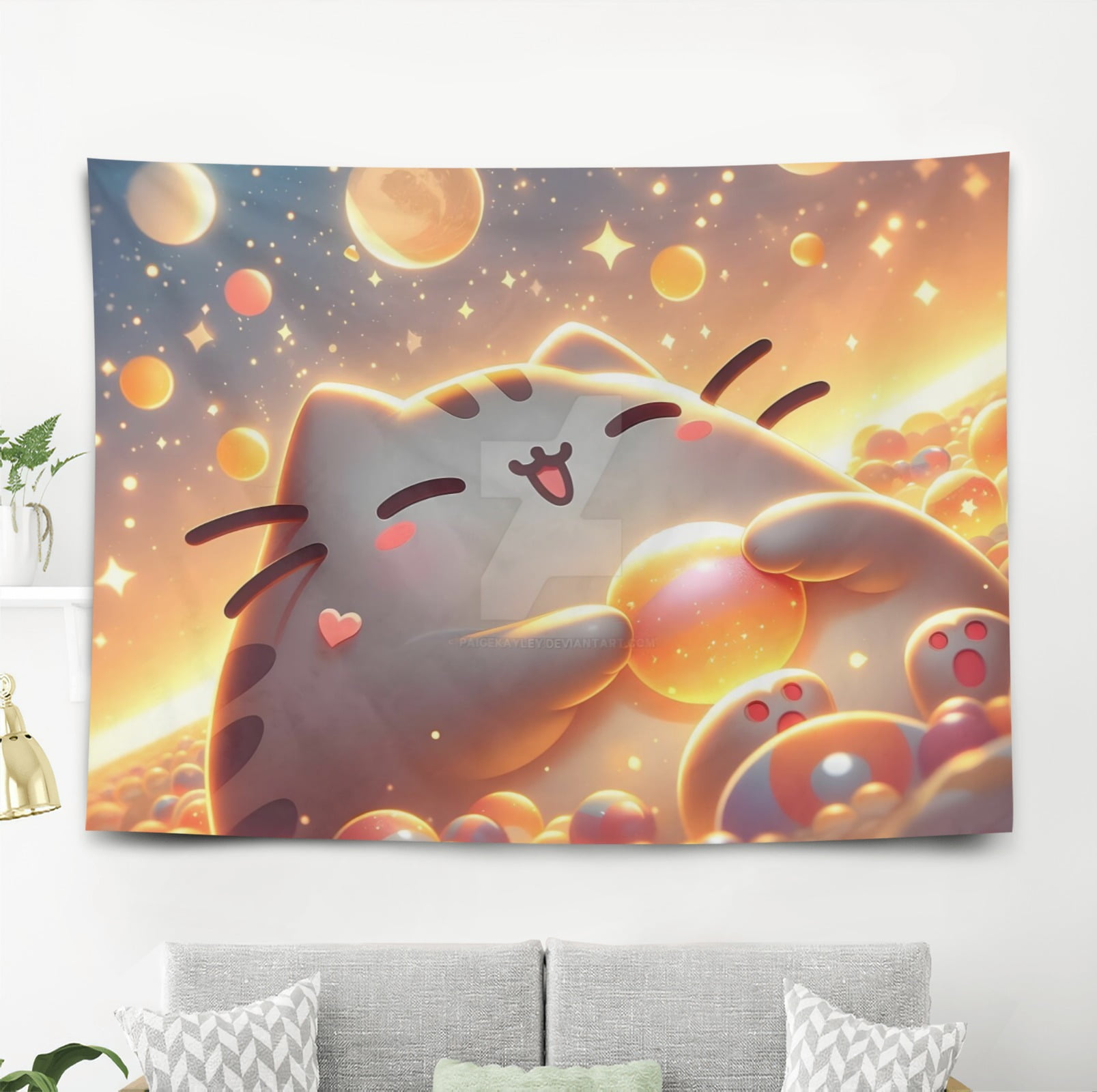 ZHANGCAIFENG Pusheen Cat-Theme Anti-pilling Tapestry Gift Wall Hanging ...
