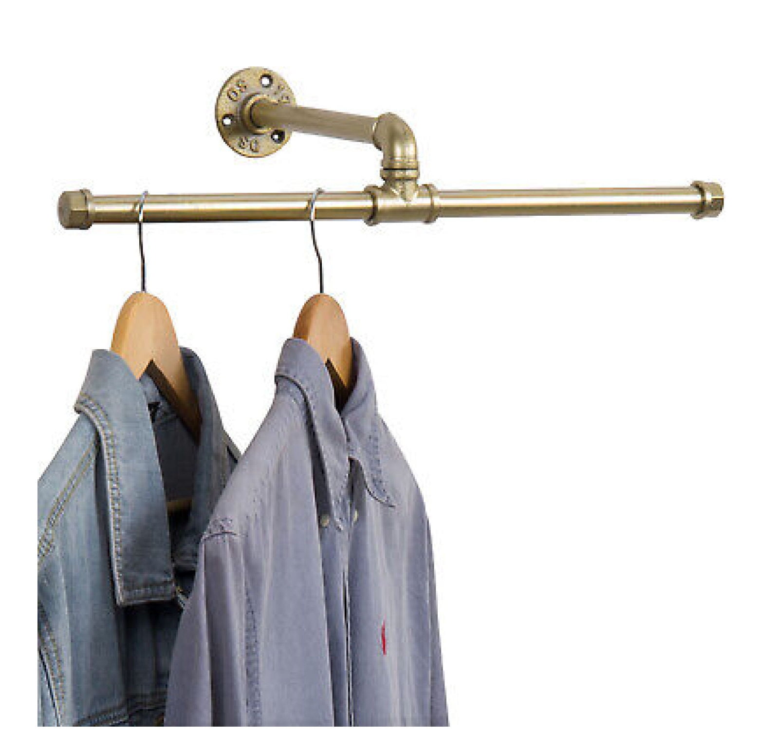 ZHANGHU 20 Inch Industrial Brass Tone Metal Pipe T Bar Hanging Clothing Wall Rack - Walmart.com