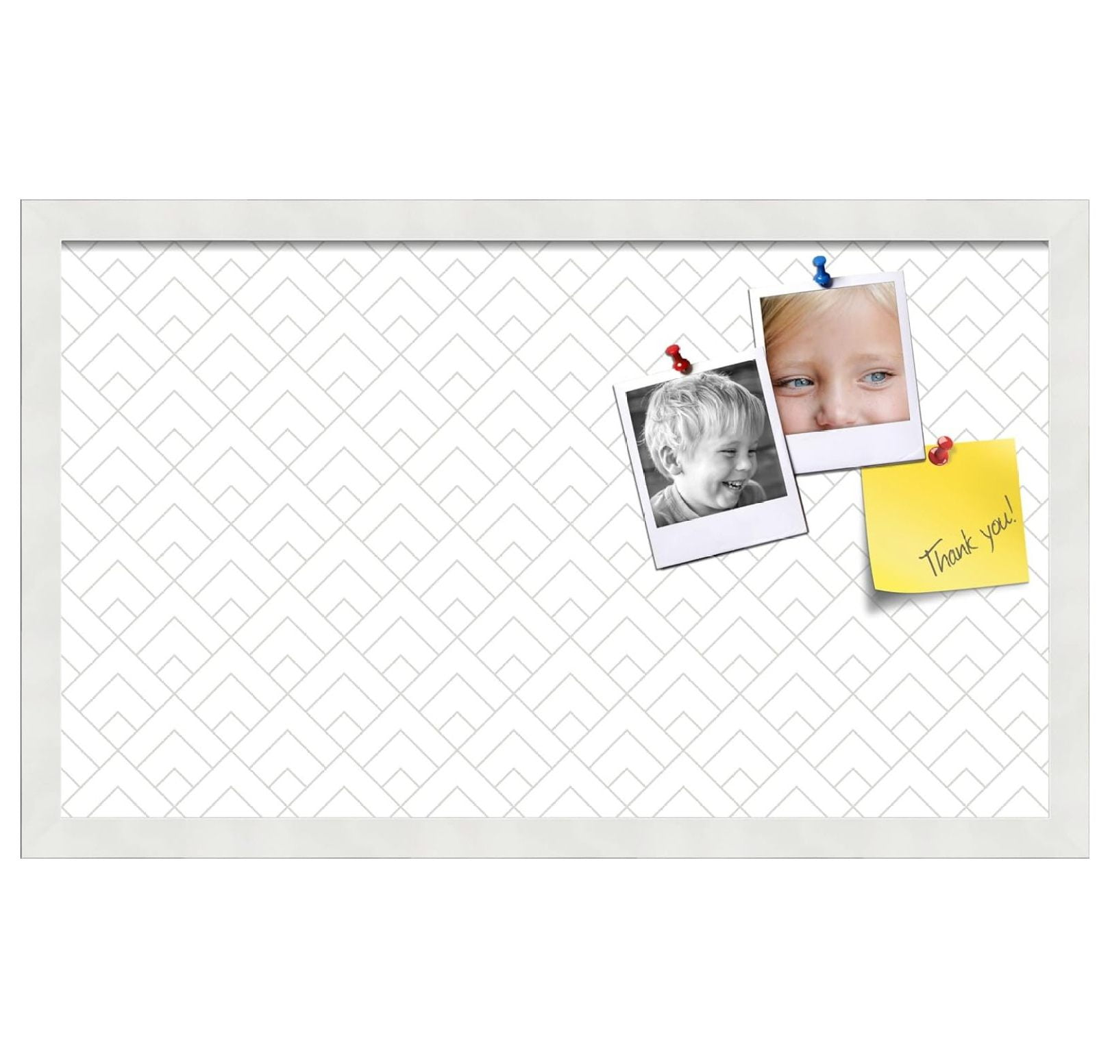 ZHANGHU 24x14 inch Cork Bulletin Board. This Decorative Framed Pin Board Comes with Modern White ...