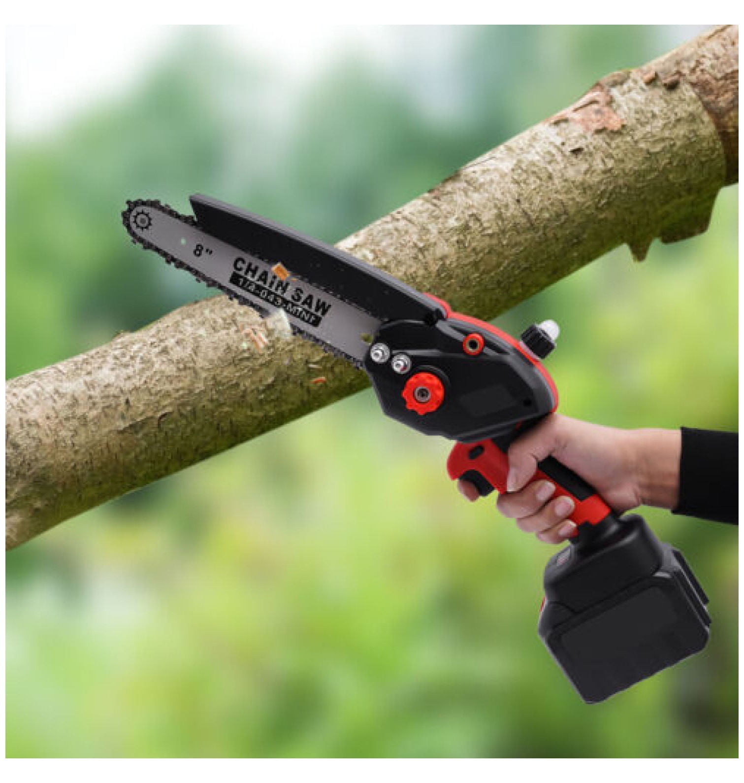 ZHANGHU 8" inch Brushless Electric Cordless Chainsaw, Portable Chainsaw, Auto-Oil System ...