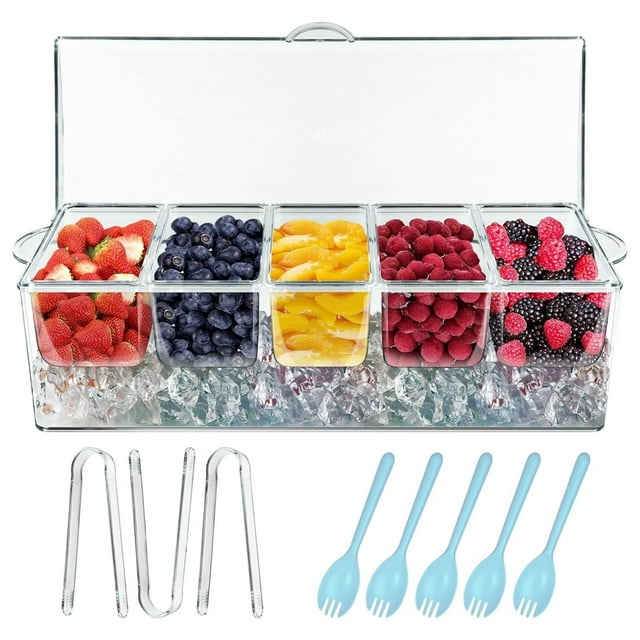 ZHANGHU Bar Serving Tray on Ice with 5 Compartments Container, Fruit ...
