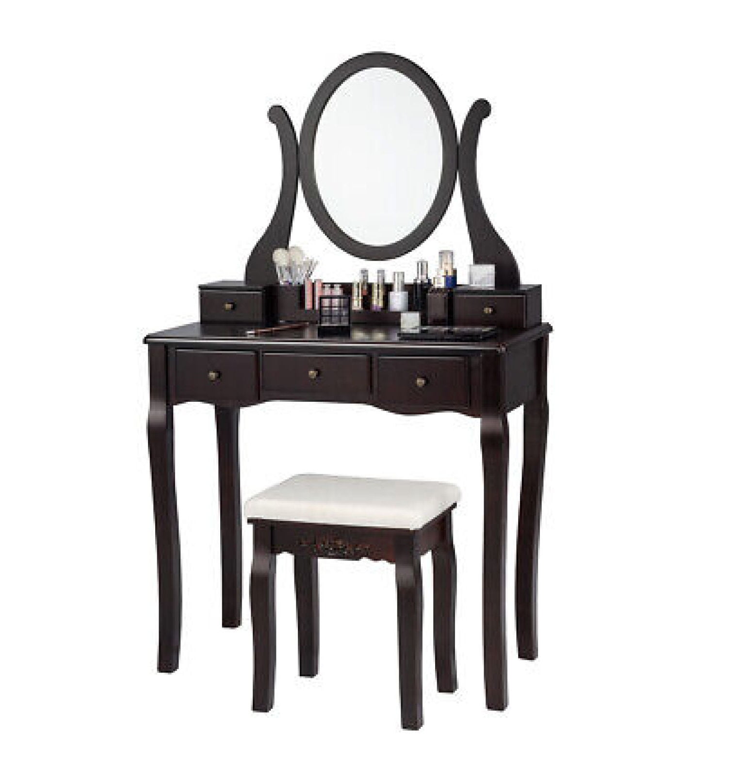 ZHANGHU Vanity Set W/Mirror Drawers & Removable Storage Box Makeup ...