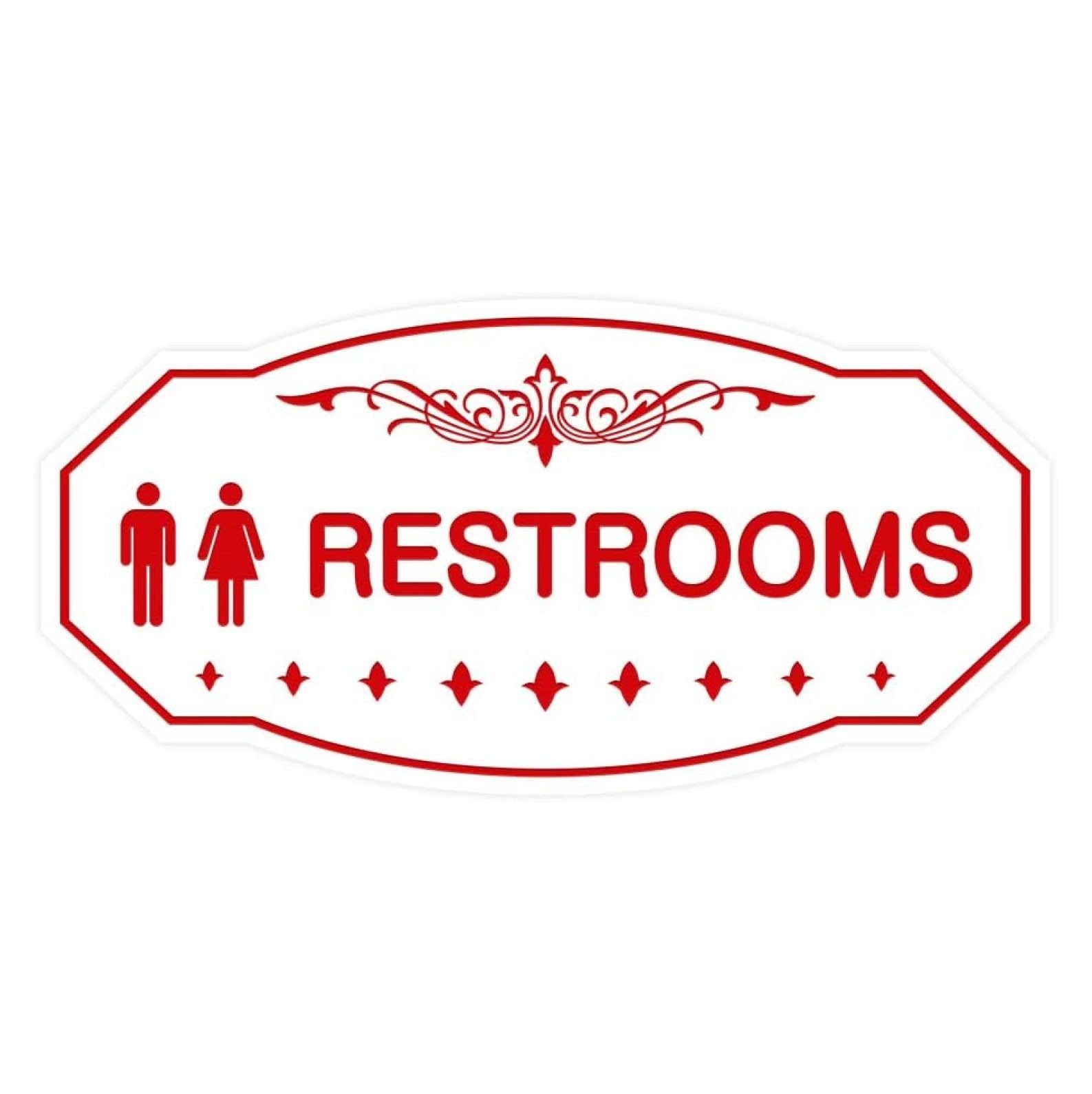 ZHANGHU Victorian Unisex Restroom Sign (White/Red) - Large 5 Pack ...