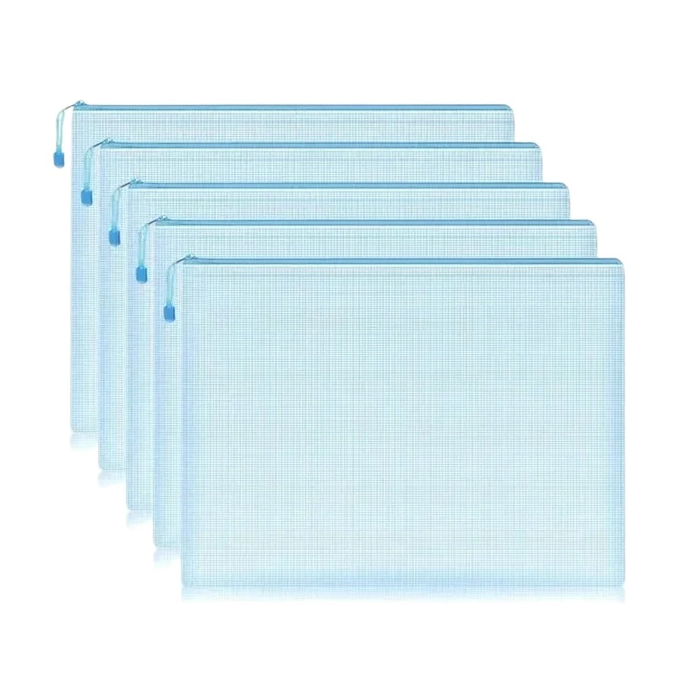 ZHANGS 5Pcs Storage File Folder Mesh Zipper Pouch A4/A5/A6 Document Bag ...